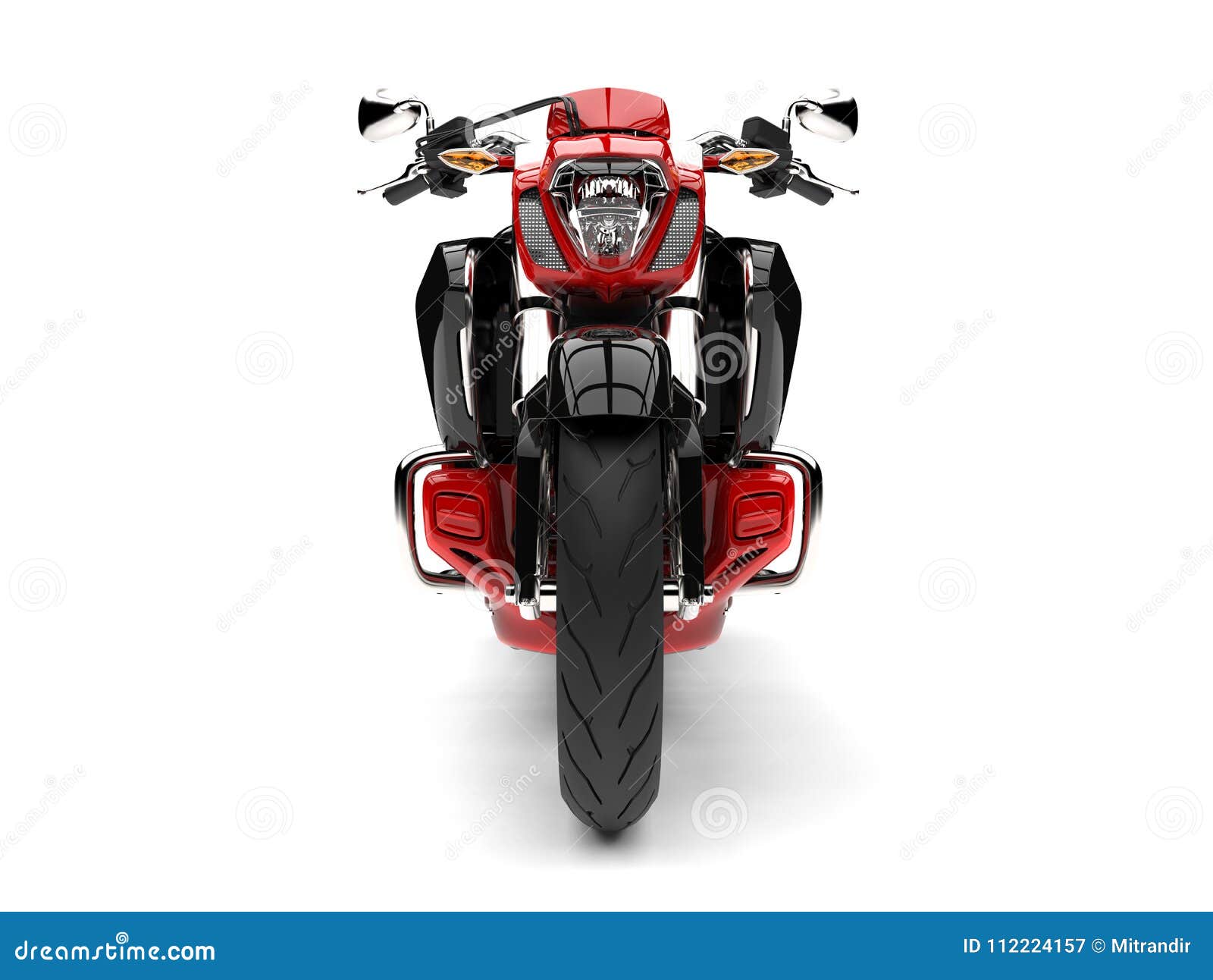 Raging Red Modern Chopper Motorcycle - Top Down Side View Royalty-Free ...