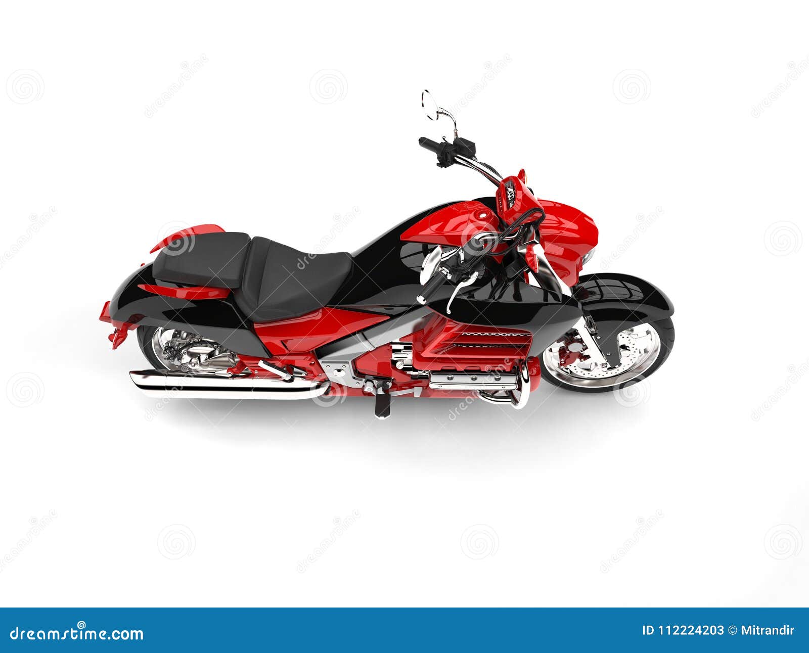 Raging Red Modern Chopper Motorcycle - Top Down Side View Stock ...