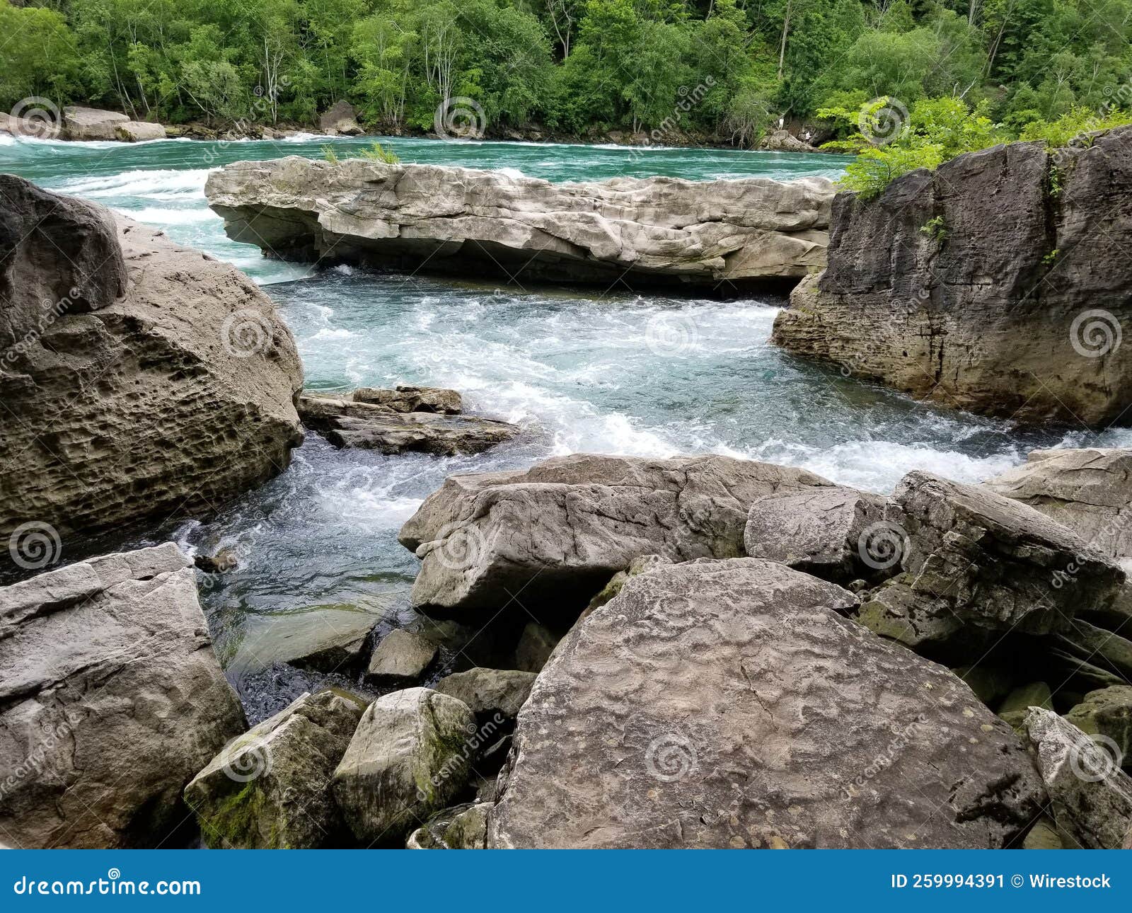 Raging River with Big Rocks in Niagara Falls, Canada Stock Image ...