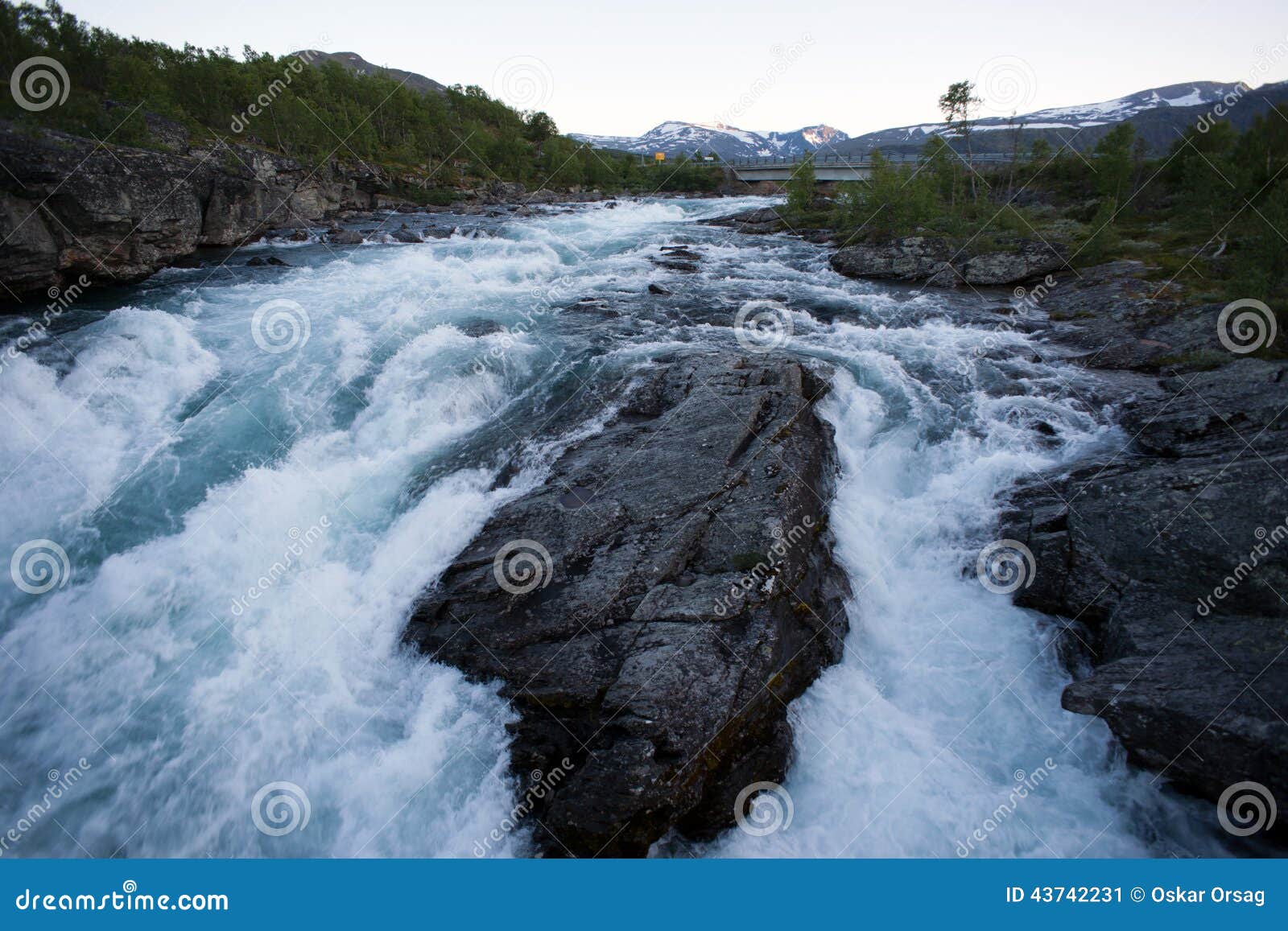 RAGING RIVER AND WATERFALL, GLACIER NATIONAL PARK Stock Photography ...