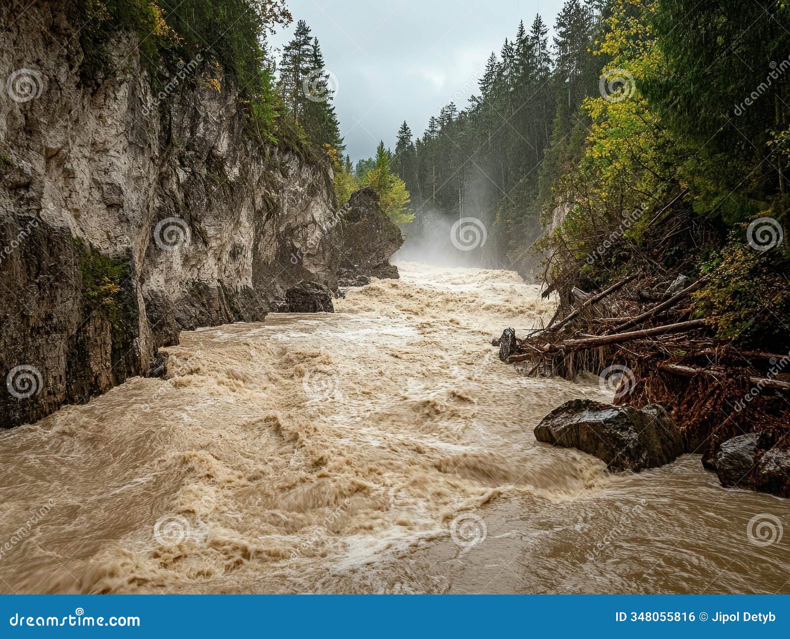 RAGING RIVER AND WATERFALL, GLACIER NATIONAL PARK Stock Photography ...
