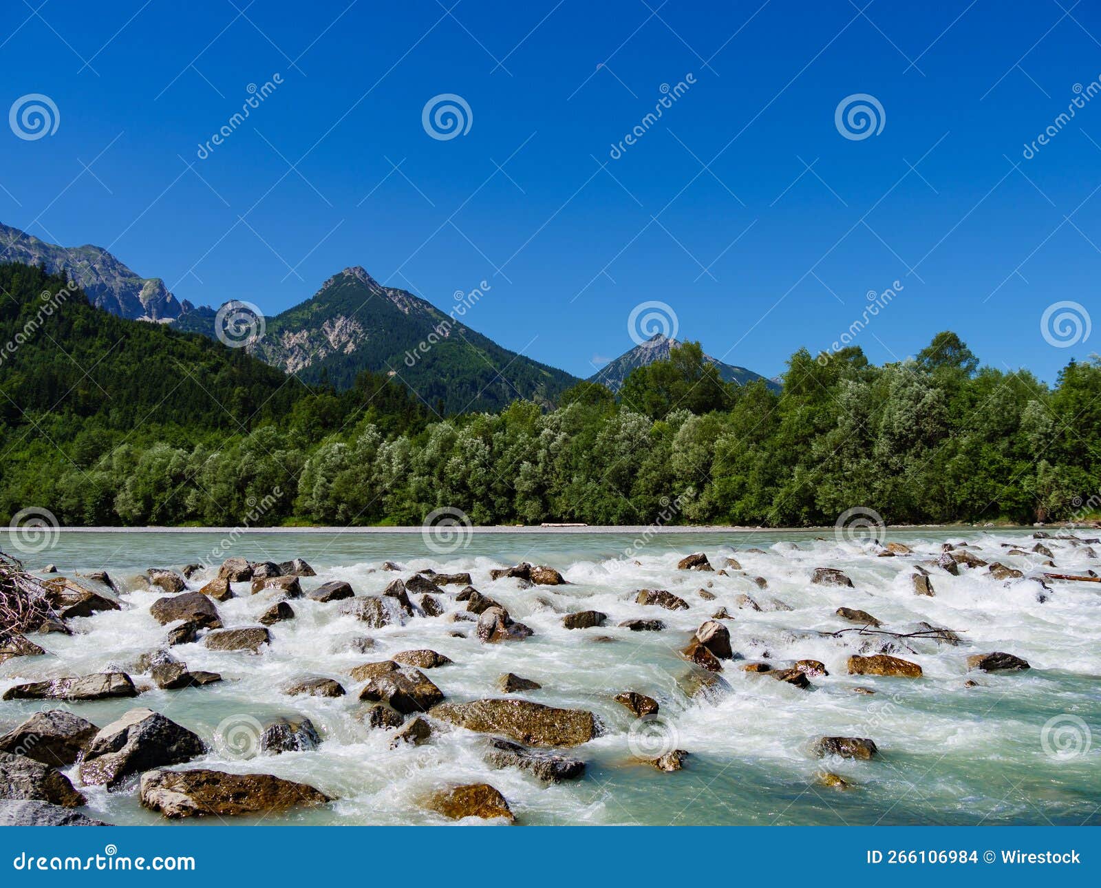 Raging River Water with Big Rocks Stock Photo - Image of landscape ...
