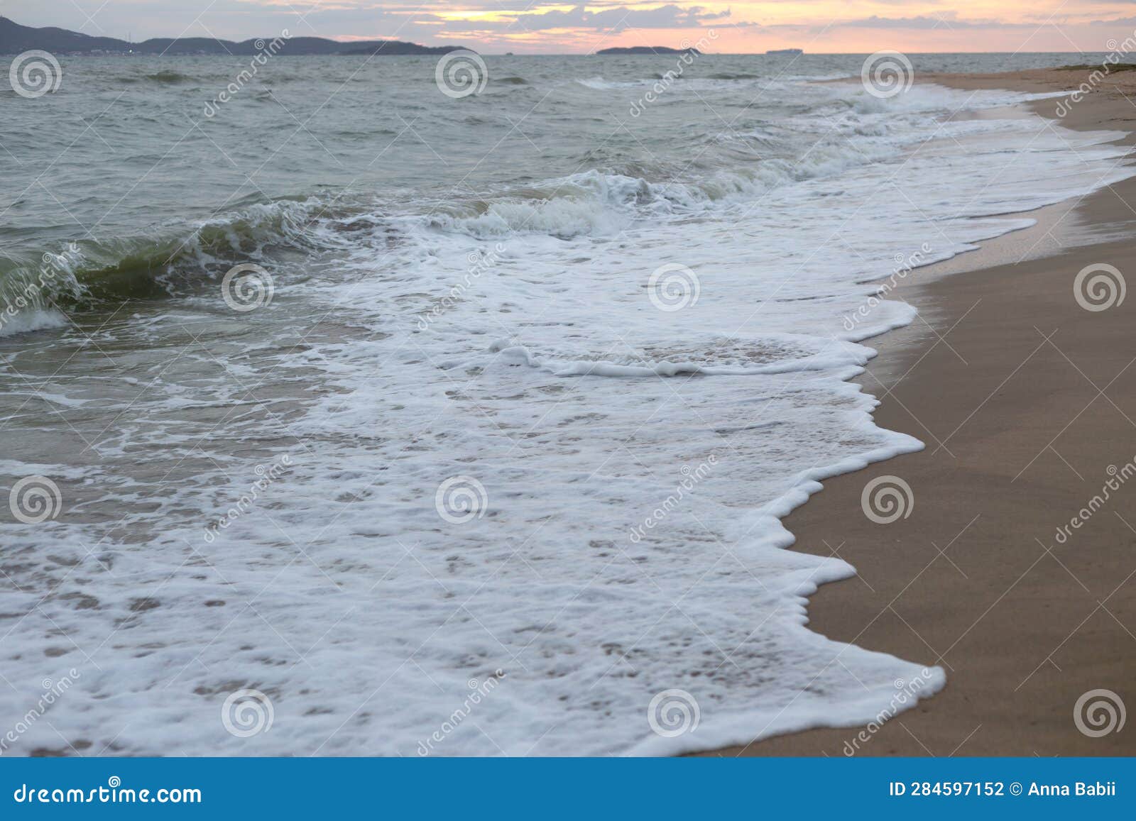 Raging Sea with Sunset Sky Background Stock Photo - Image of landscape ...
