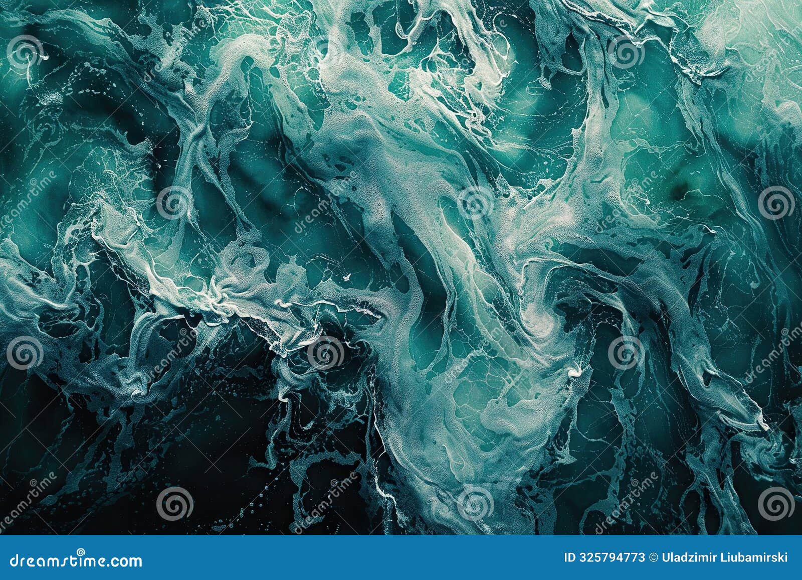 Raging Sea with Waves and Foam, Top View. Stock Image - Image of ...