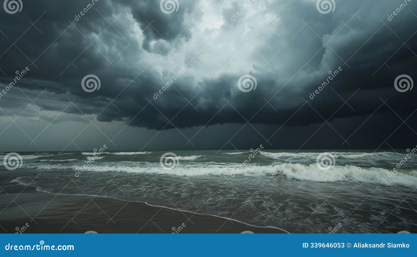 Raging Storm Over the Sea with Giant Waves and Dark Threatening Clouds ...