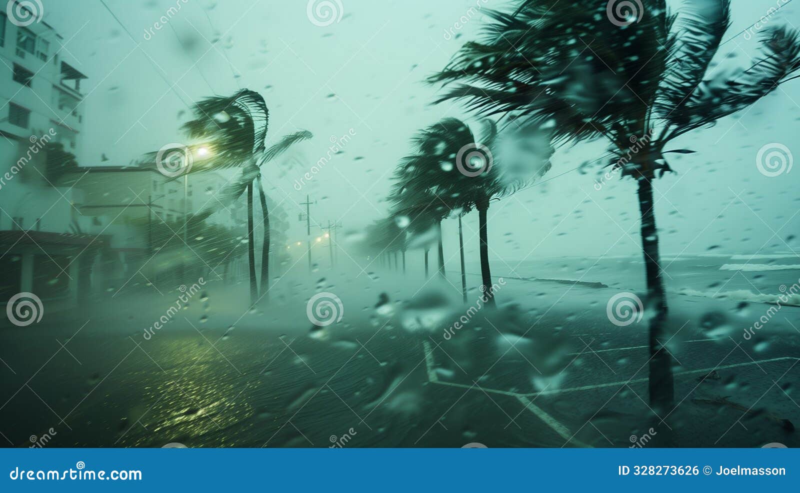 Raging Tropical Storm on the Beachfront Stock Illustration ...