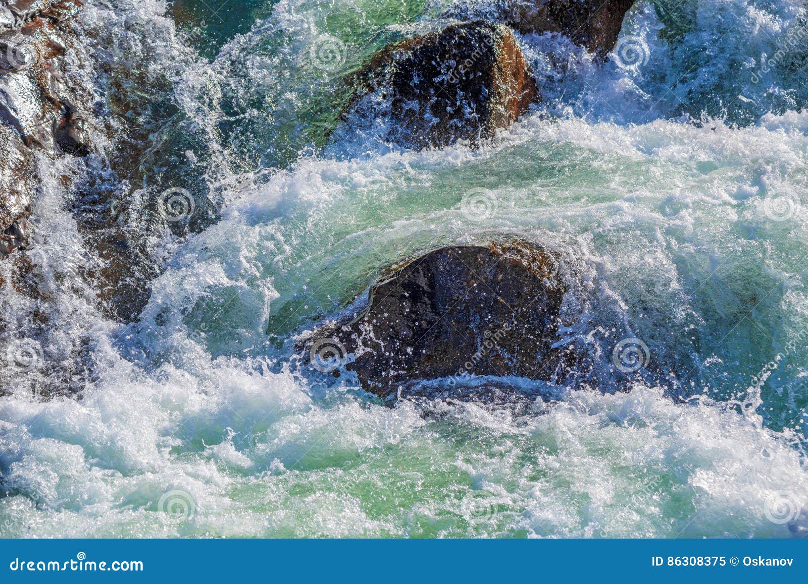 Raging Water in Threshold of the Mountain River Stock Image - Image of ...