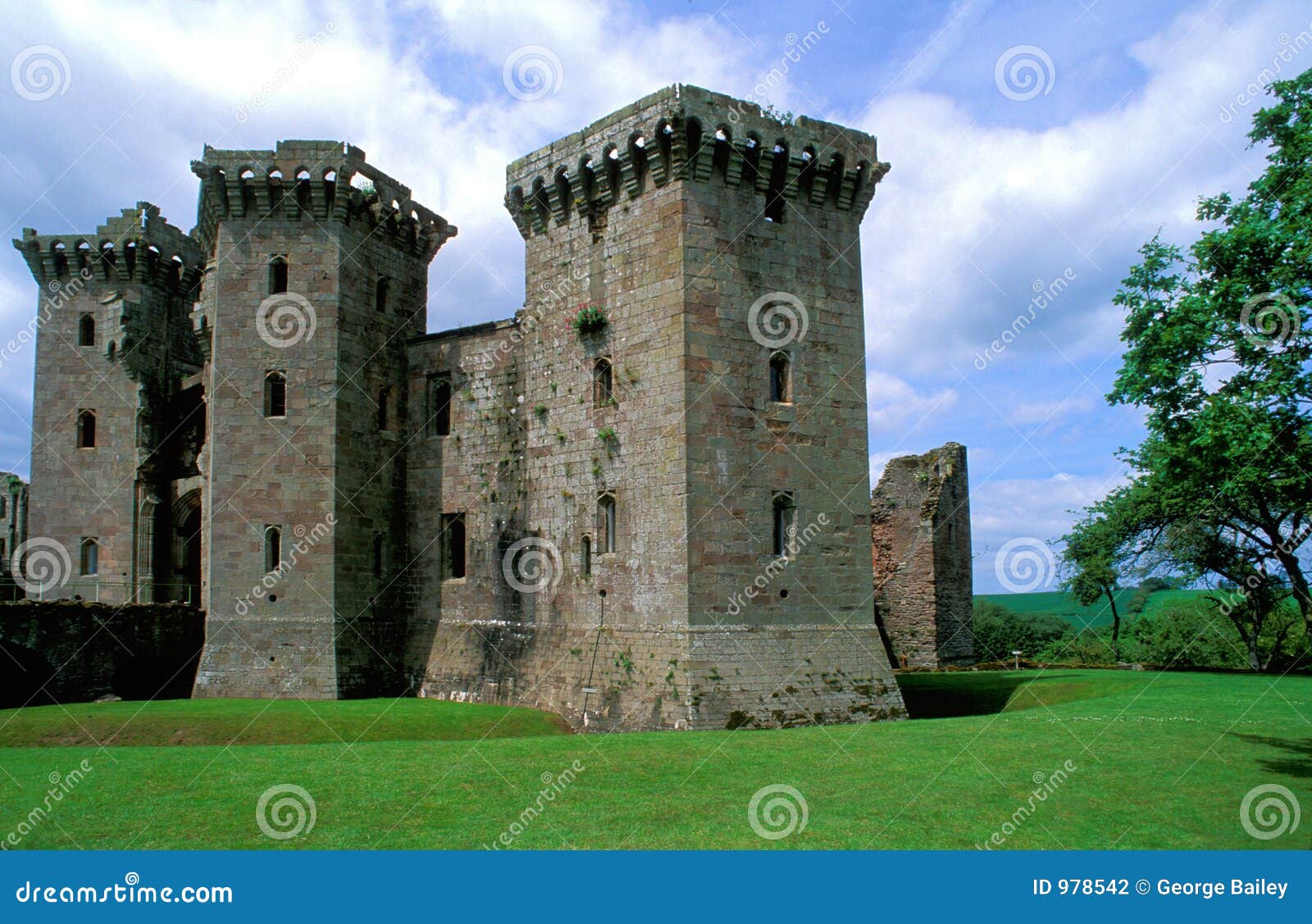 Raglan Castle ruins, Wales stock photo. Image of blue, ruined - 978542