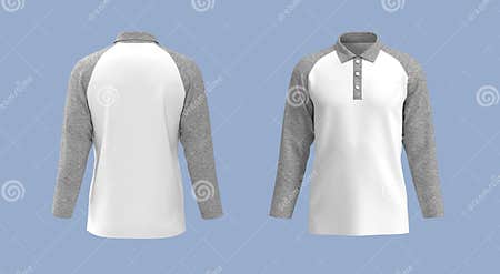 Raglan Collared Shirt Mockup in Front and Back Views. Stock ...