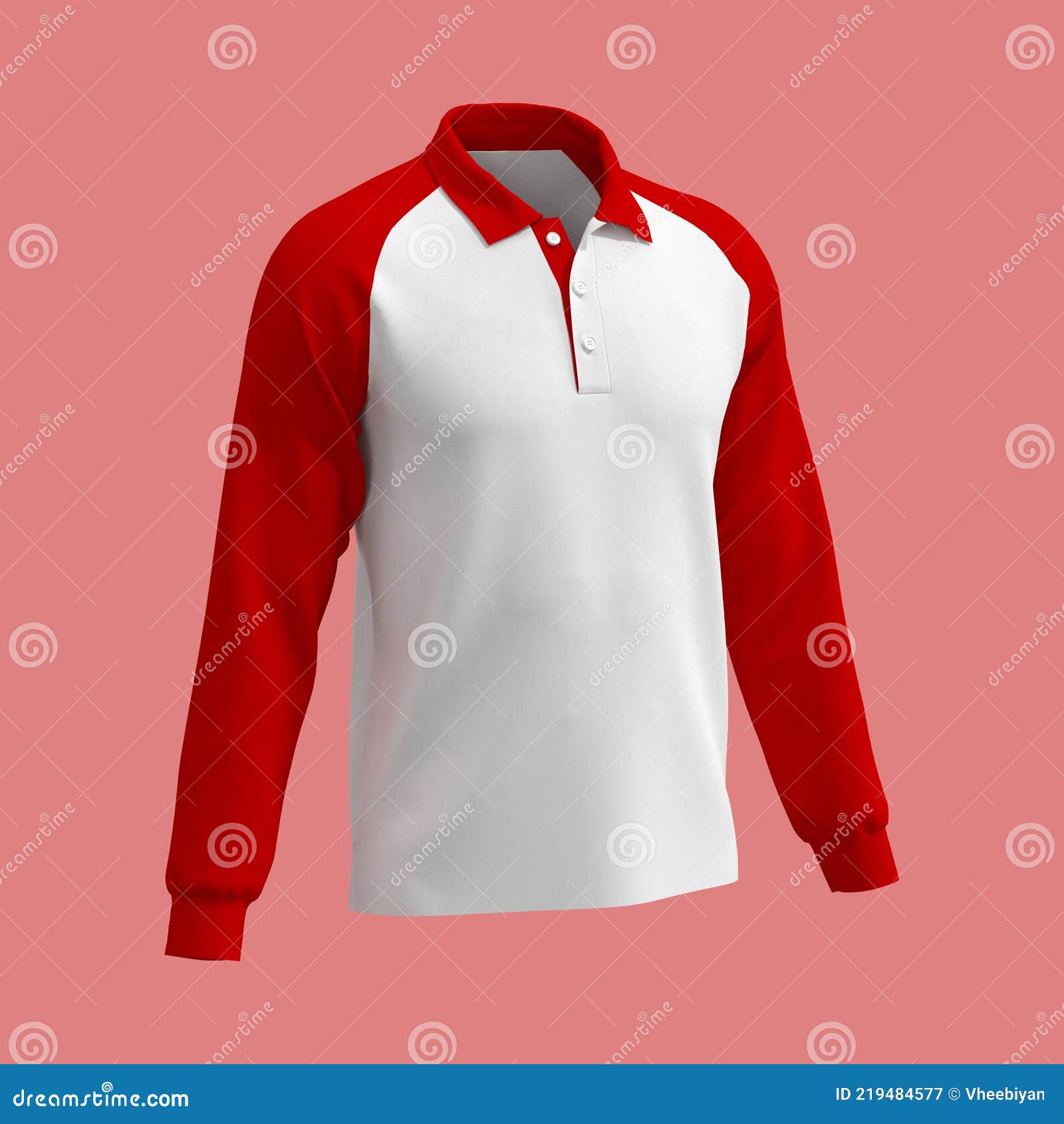 Raglan Collared Shirt Mockup in Side View. Stock Illustration ...