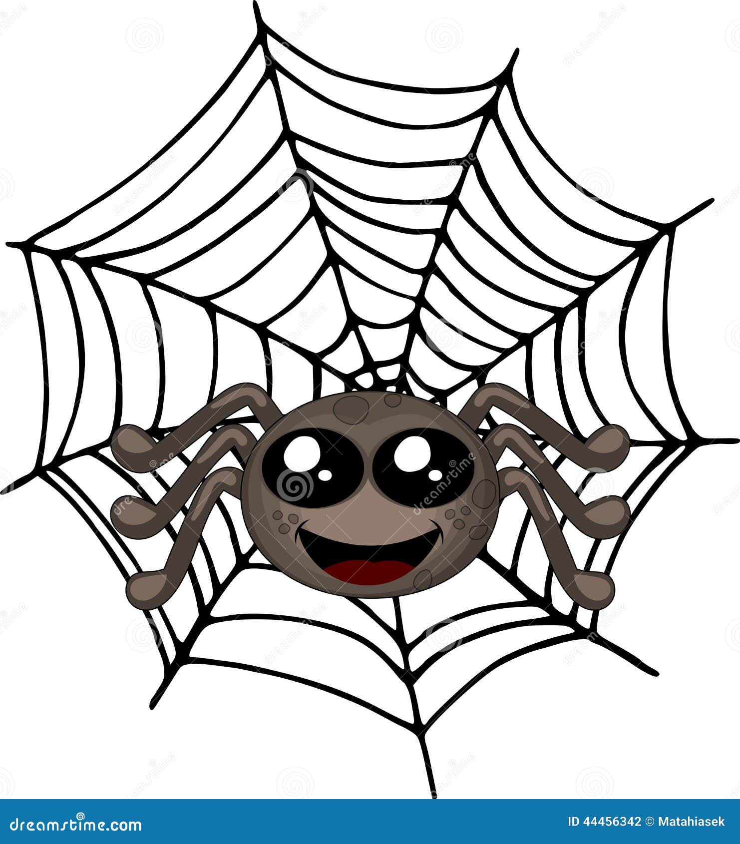 Ragno Sorridente Che Si Siede Su Un Web Illustrazione di Stock ...