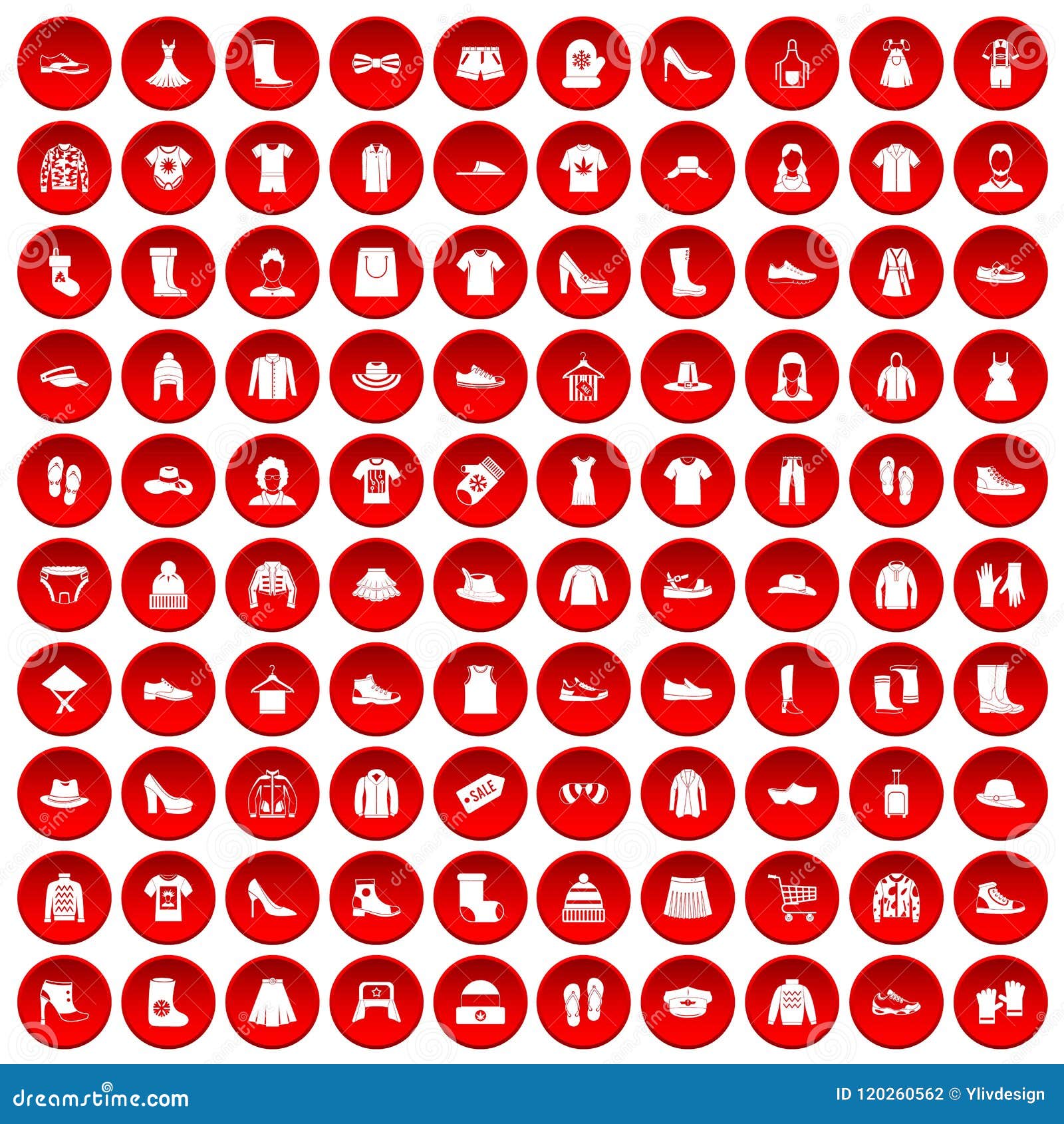 100 rags icons set red stock vector. Illustration of apron - 120260562