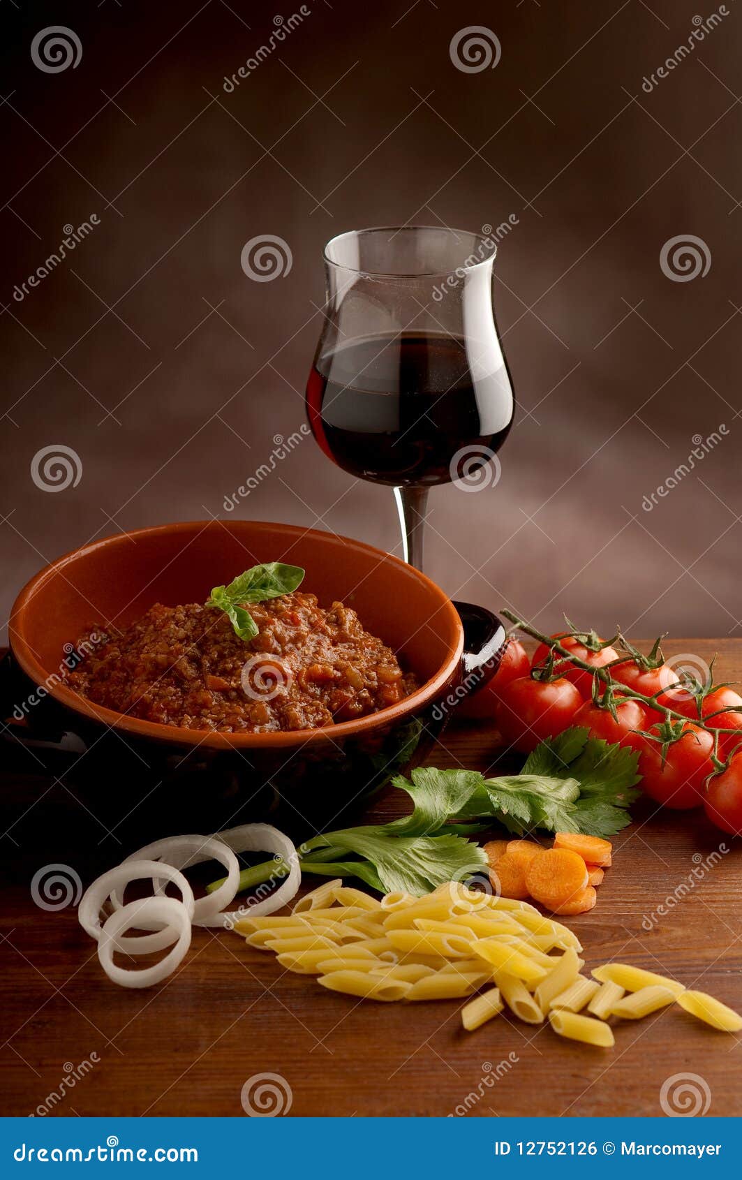 Ragu in Bowl and Raw Macaroni Stock Photo - Image of nurturing, kitchen ...