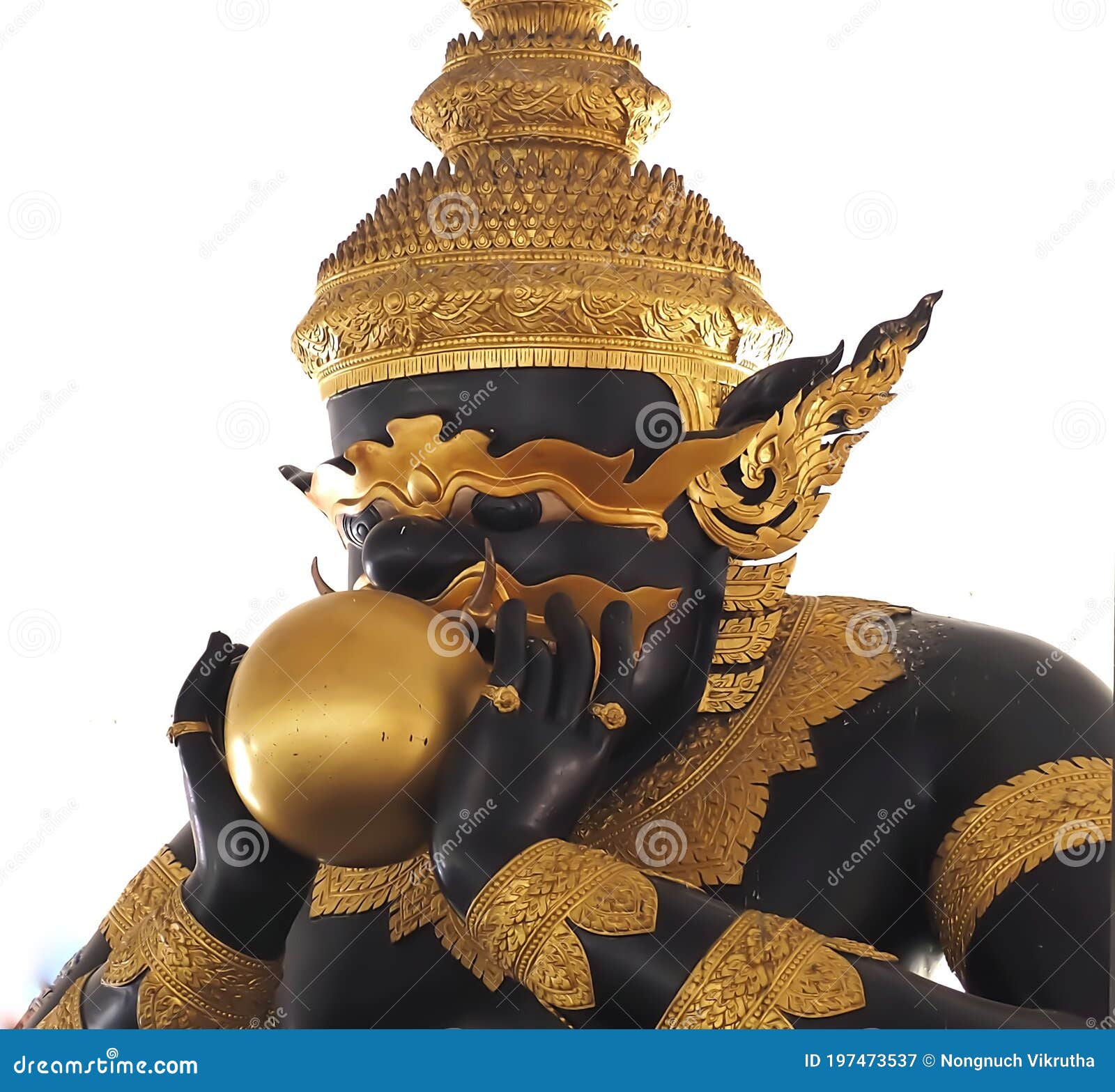 White Rahu Statue On Wall Thai Temple Royalty-Free Stock Image ...