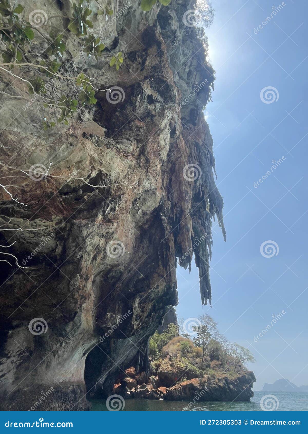 Rai Ley Beach View of Cave Opening Stock Image - Image of rock, view ...