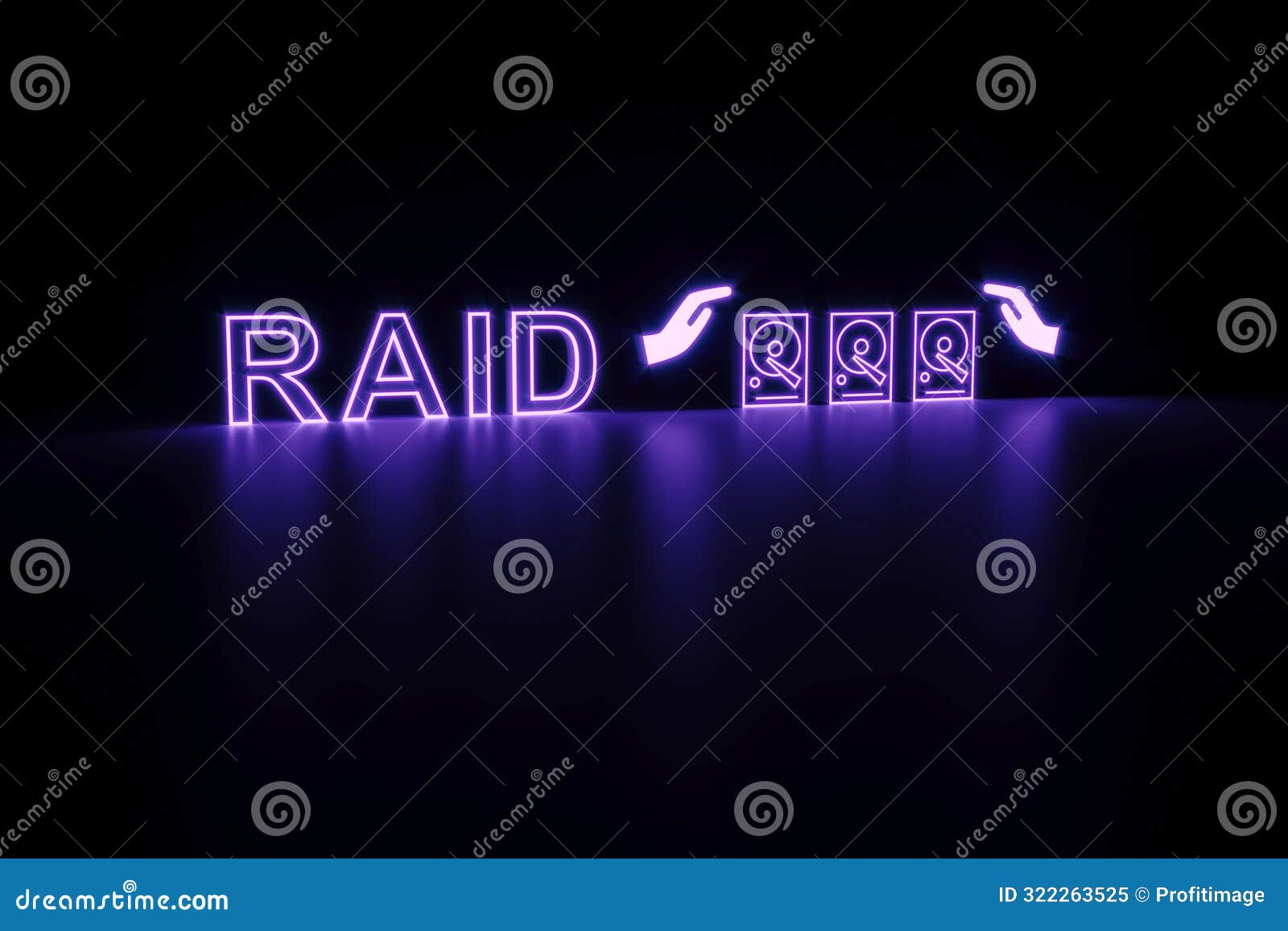 RAID Neon Concept Self Illumination Background 3D Stock Illustration ...