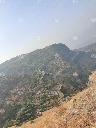Raigad fort top View stock image. Image of rock, fort - 195768229