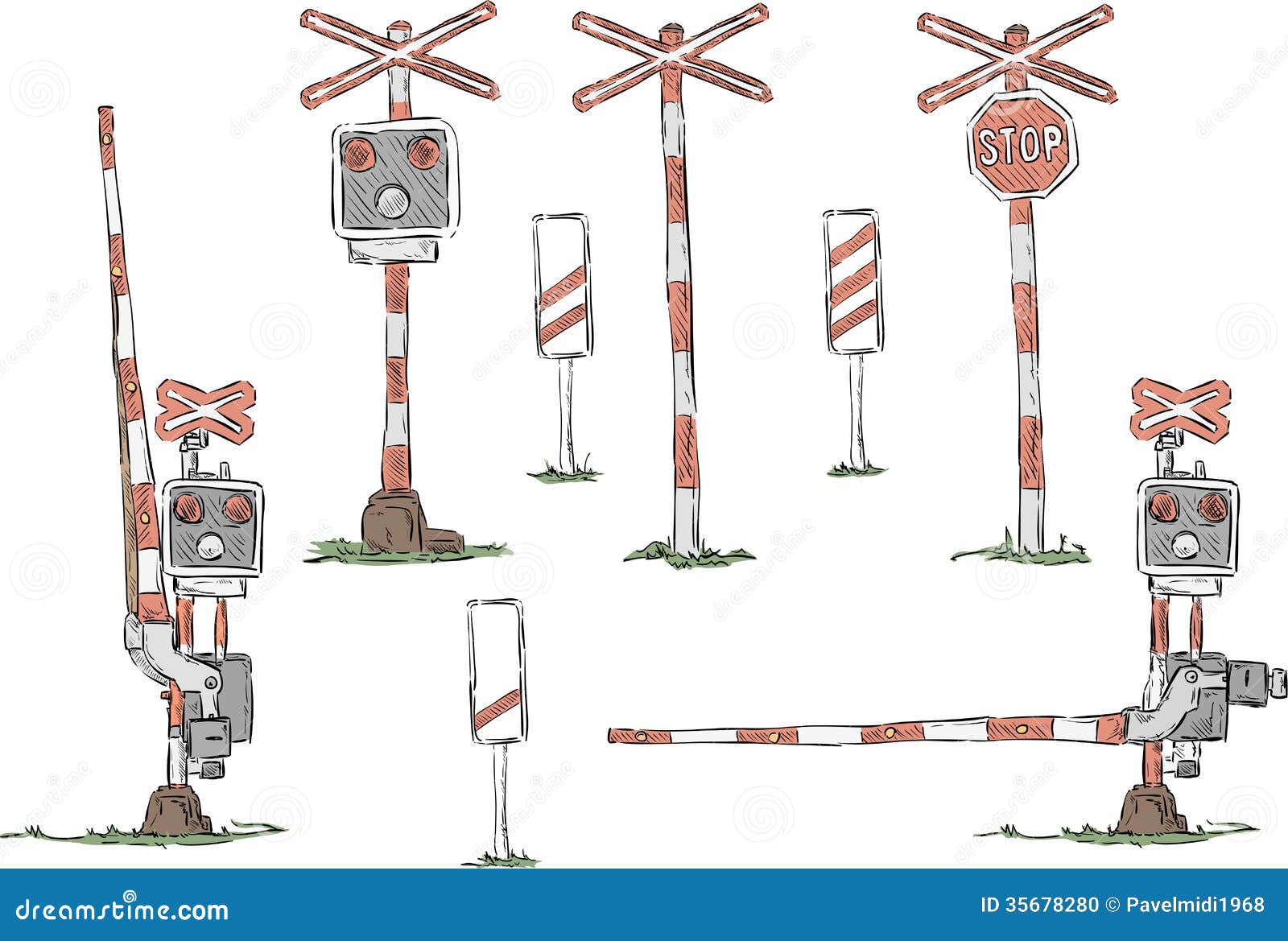 Rail barriers stock vector. Illustration of road, light - 35678280