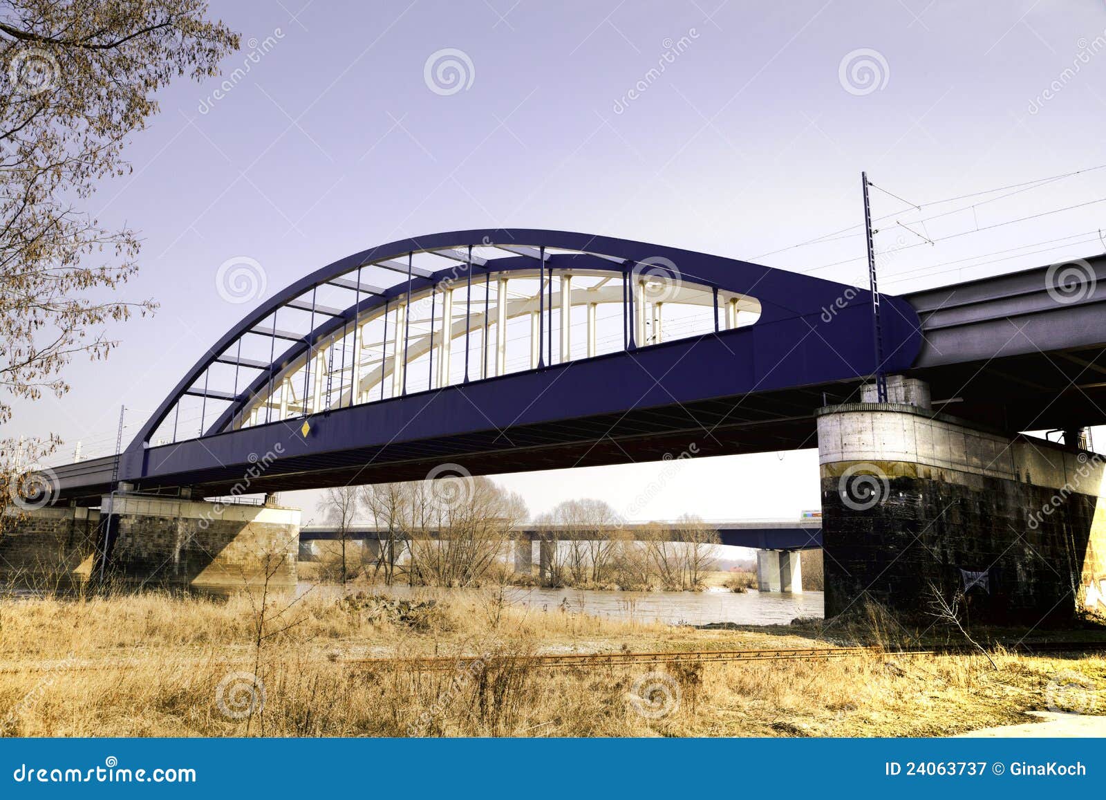 Rail Bridge Over the River Elbe Stock Image - Image of trackage ...