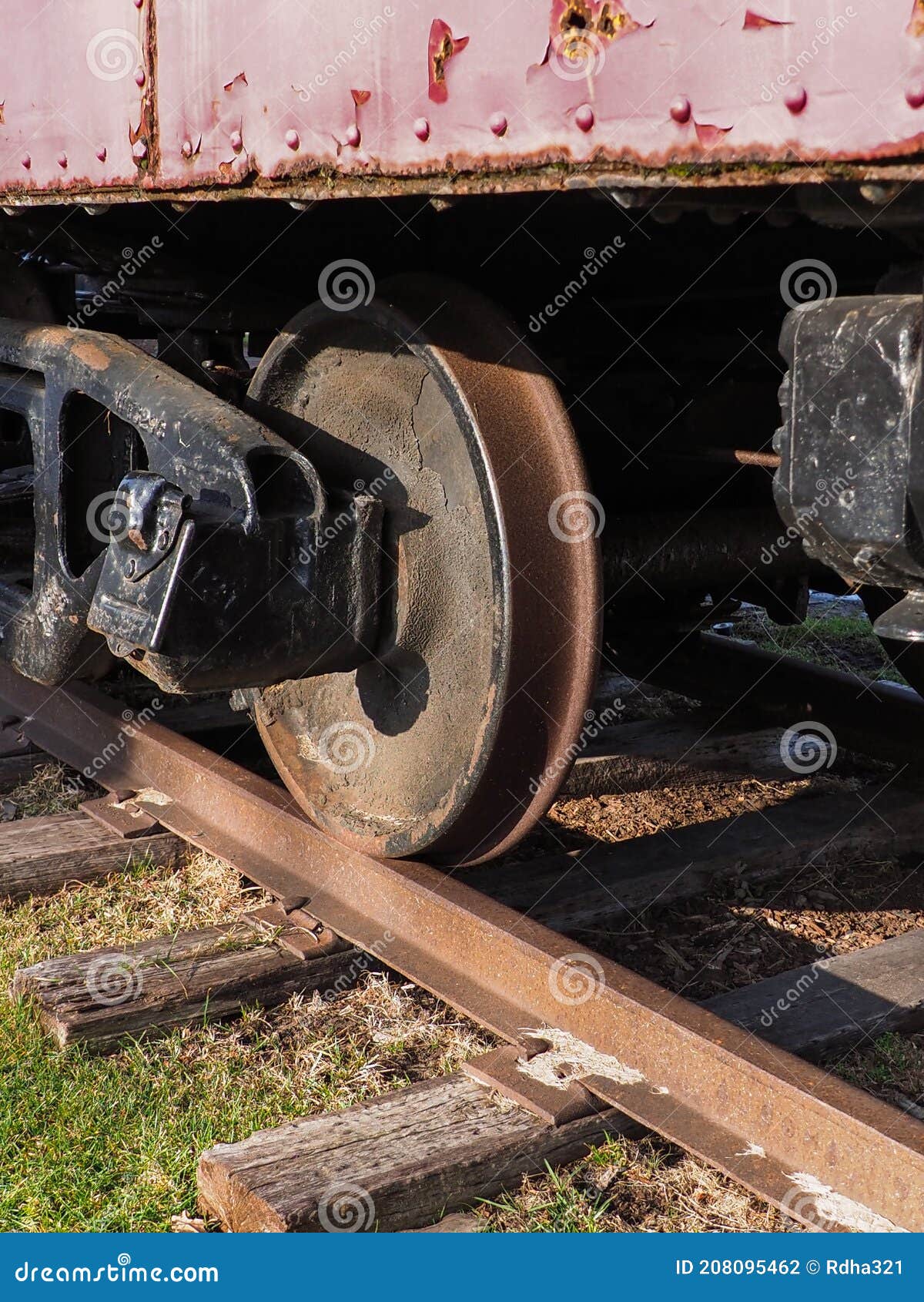 Rail car wheel on a track stock photo. Image of rail - 208095462