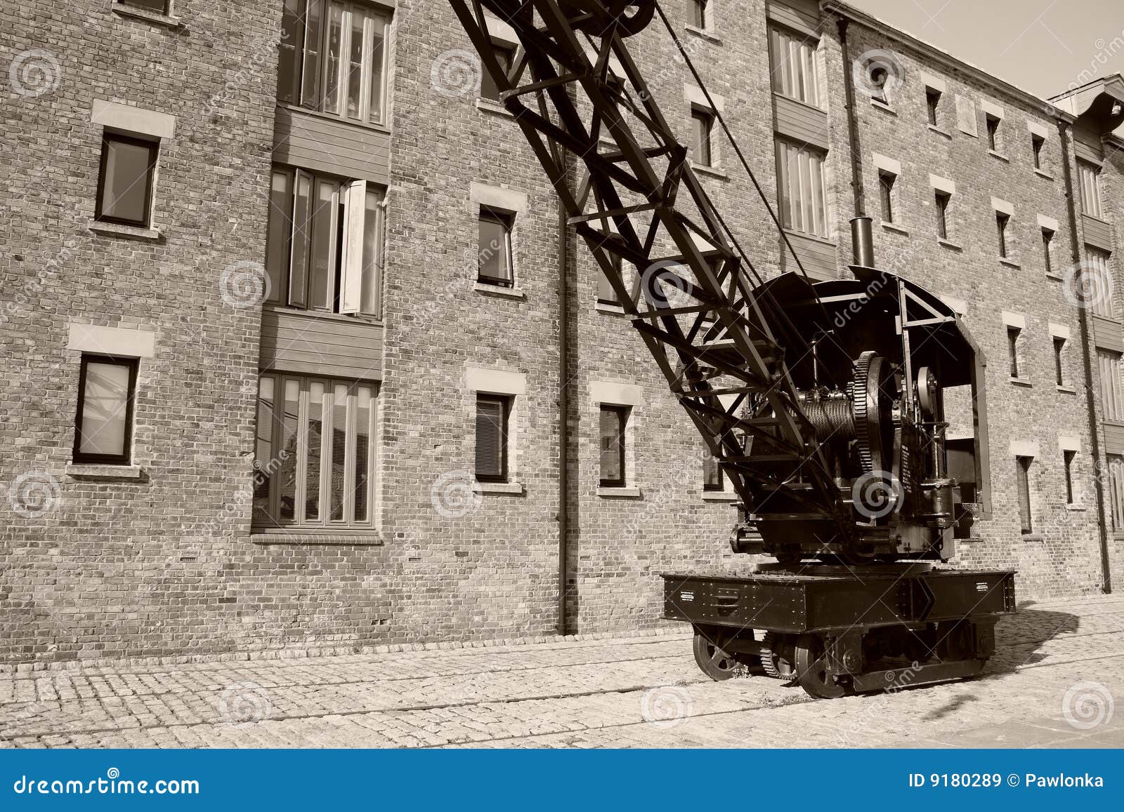 Rail Crane In Production. Loading And Unloading Wagons. Lifting Heavy ...