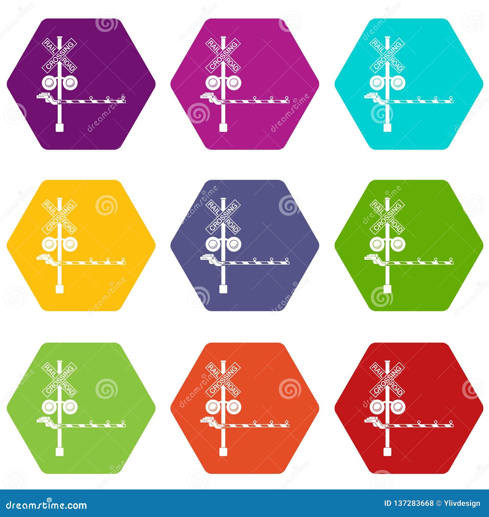 Rail Crossing Signal Icons Set 9 Vector Stock Vector - Illustration of ...