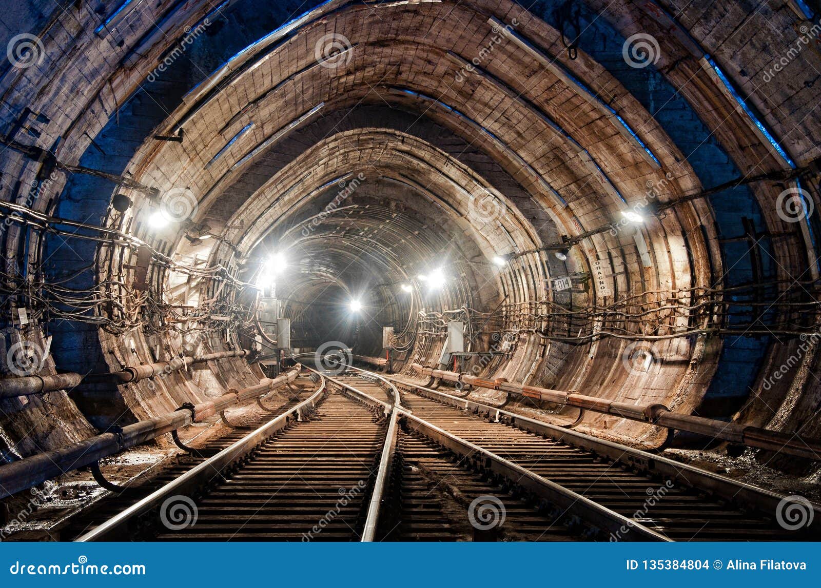 Rail Crossing at Subway Tunnel Stock Photo - Image of exploration ...