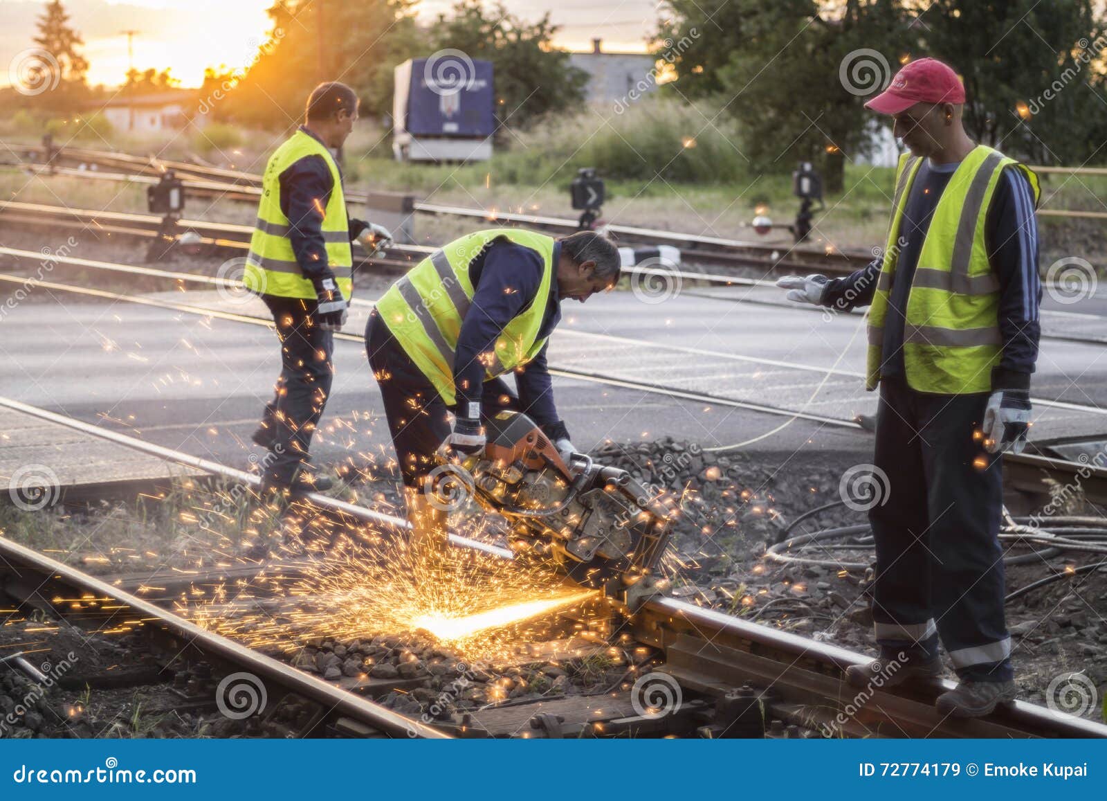 Rail Cutting editorial stock image. Image of cutter, sparks - 72774179
