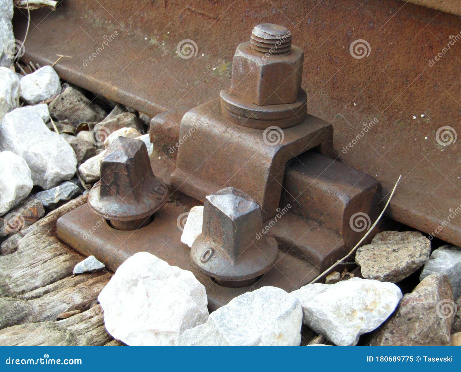 Rail fastening screws stock image. Image of iron, close - 180689775