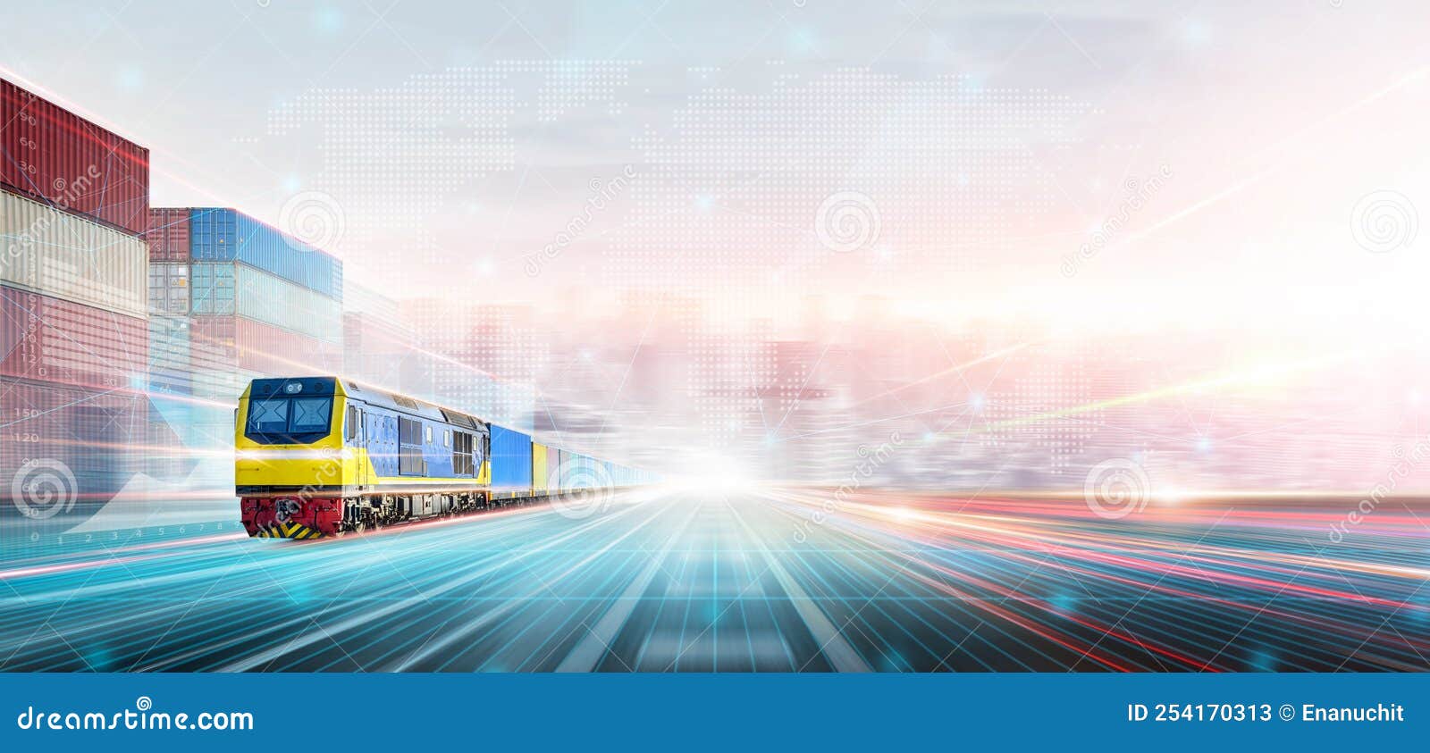 Rail Freight Transport and Technology Logistics Future Concept, Double ...