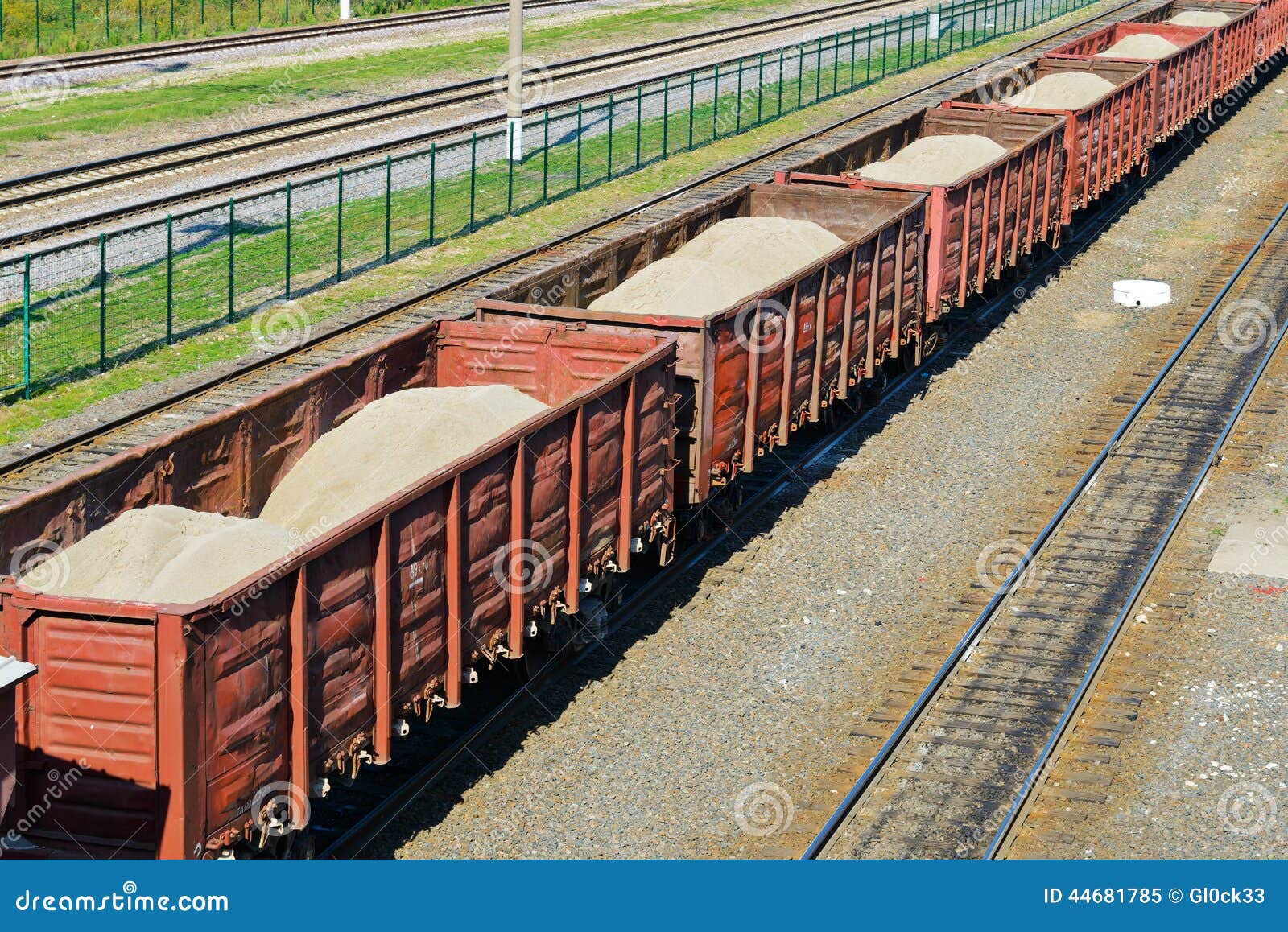 Rail Freight Wagons with Sand Stock Image - Image of shipping ...