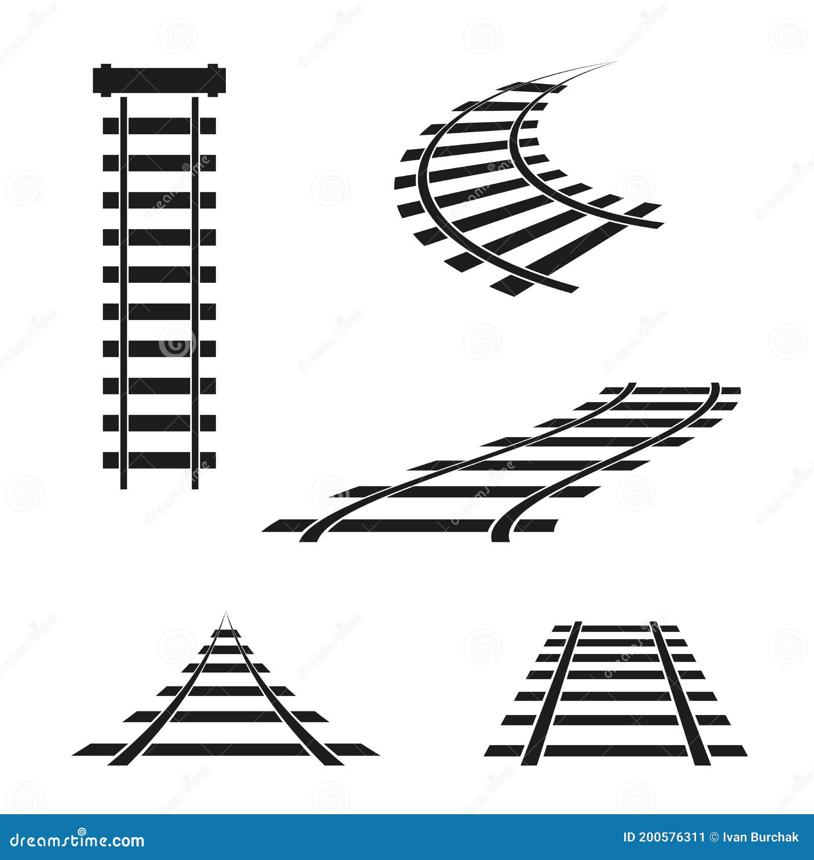 Rail Icons in Different Angles Stock Vector - Illustration of ...