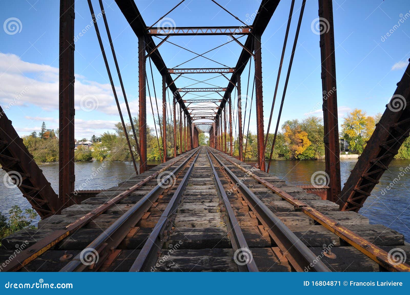 Rail Length Across the River on Steel Bridge Stock Image - Image of ...