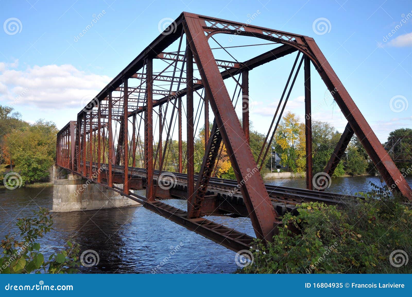 Rail Length Across the River on Steel Bridge Stock Image - Image of ...