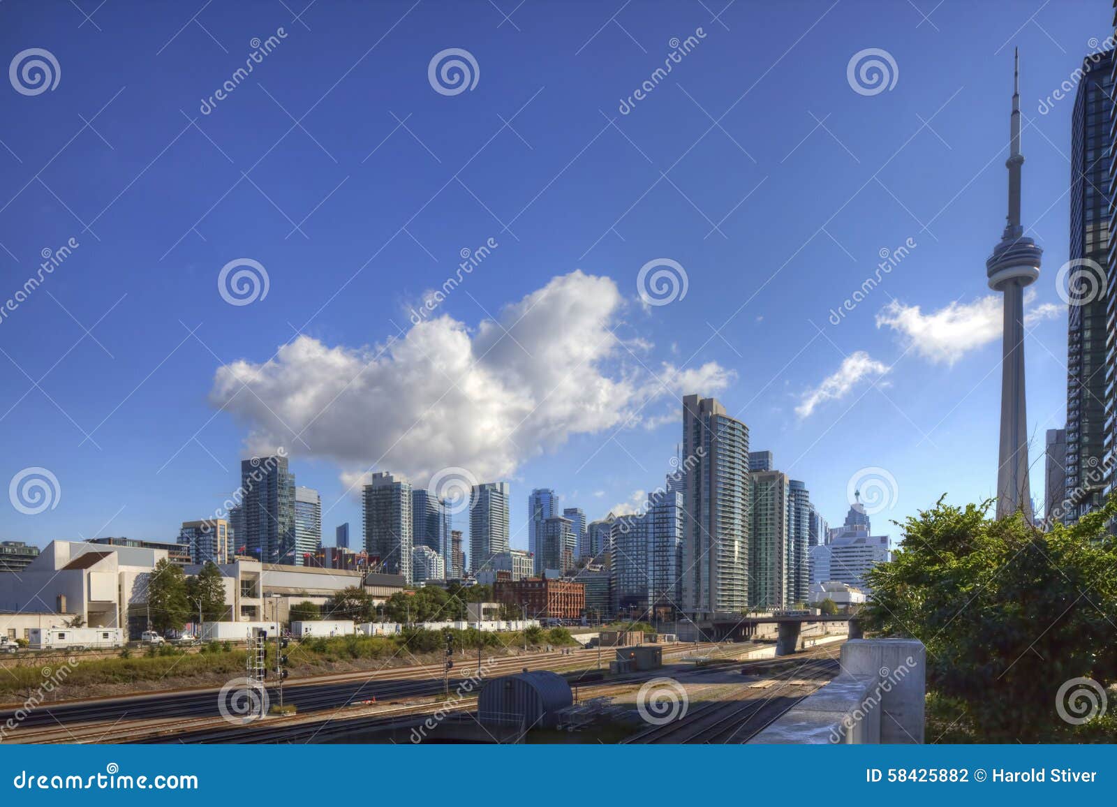 Rail Lines in Toronto with the CN Tower Editorial Photography - Image ...