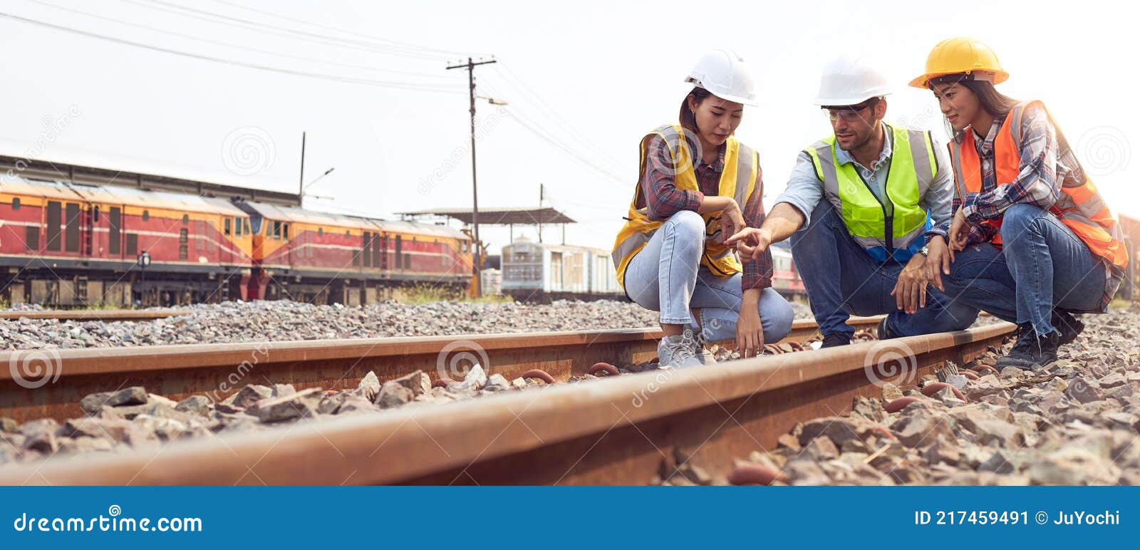 Rail Logistics Engineers are Discussing the Train Tracks Stock Image ...