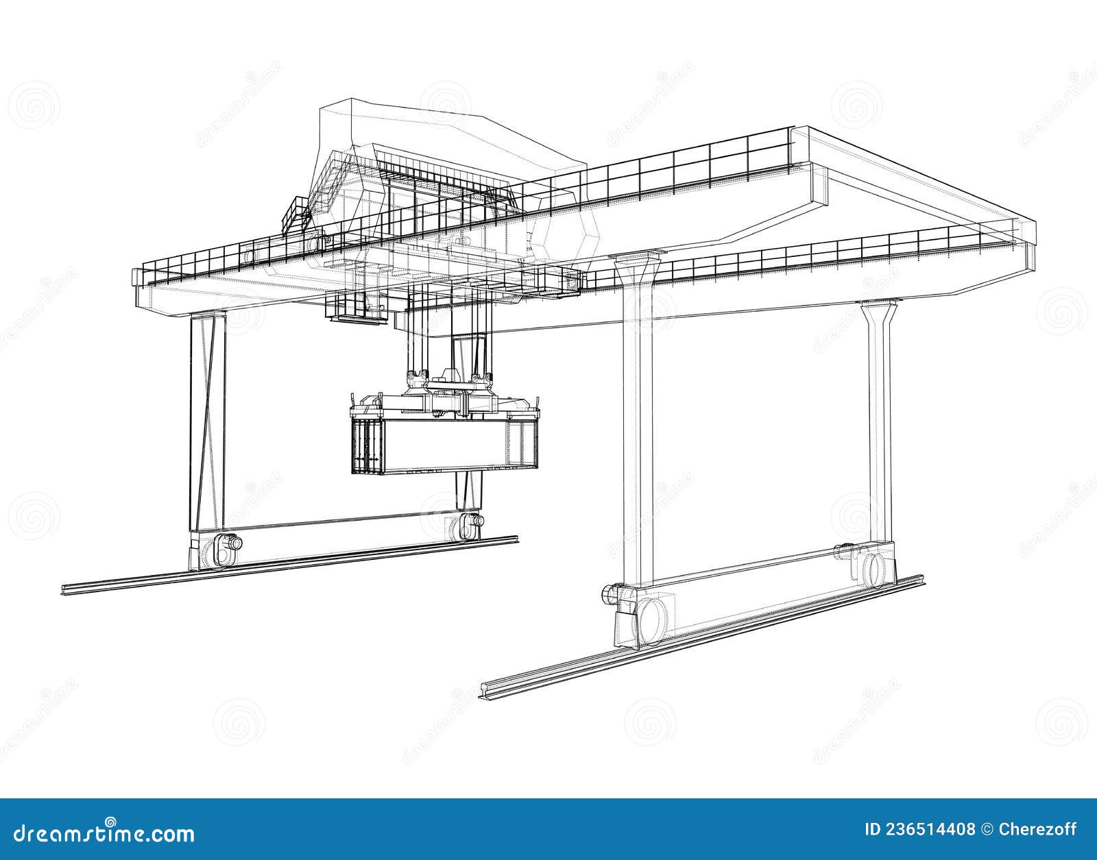 Rail-mounted Gantry Container Crane Outline Stock Illustration ...