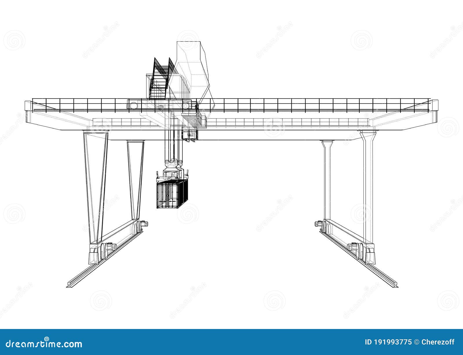 Rail-mounted Gantry Container Crane Outline Vector Illustration ...