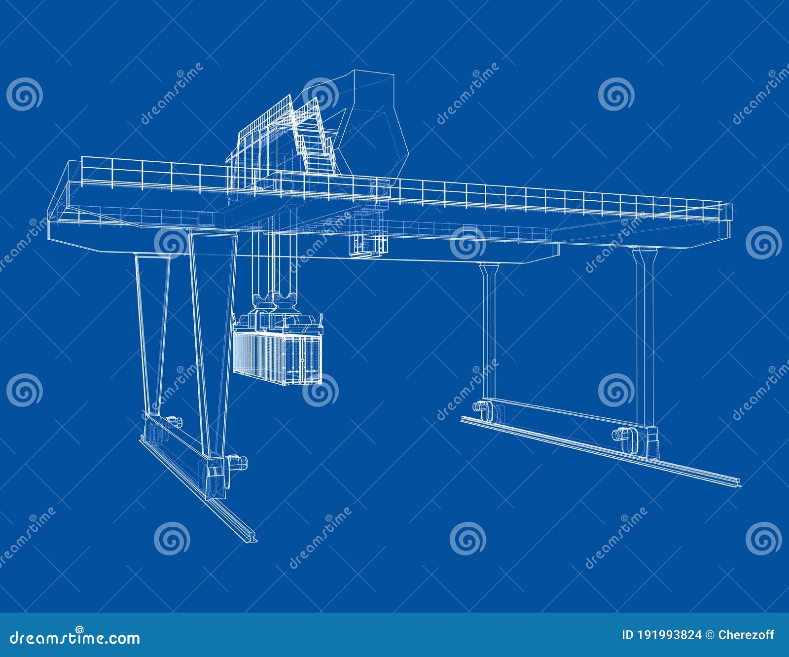 Rail-mounted Gantry Container Crane Outline Stock Vector - Illustration ...