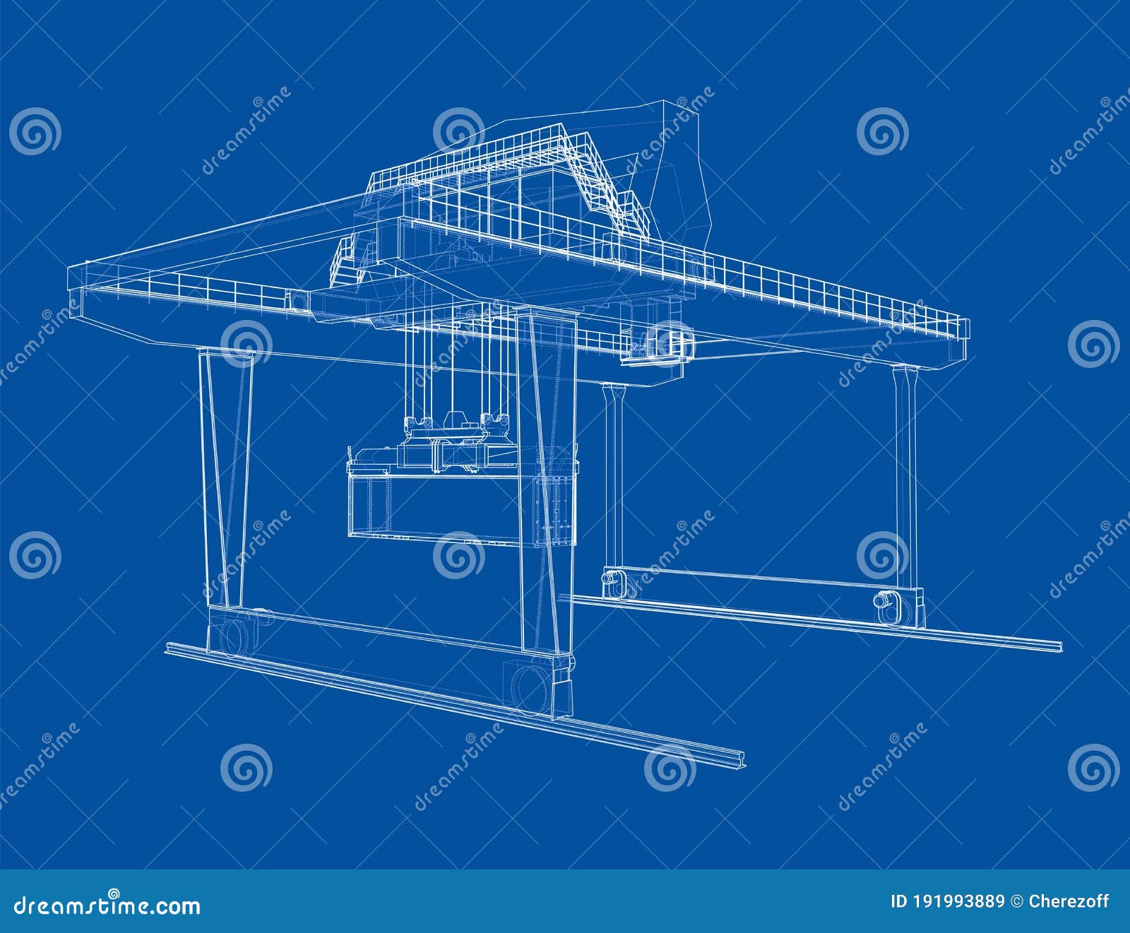 Rail-mounted Gantry Container Crane Outline Stock Vector - Illustration ...