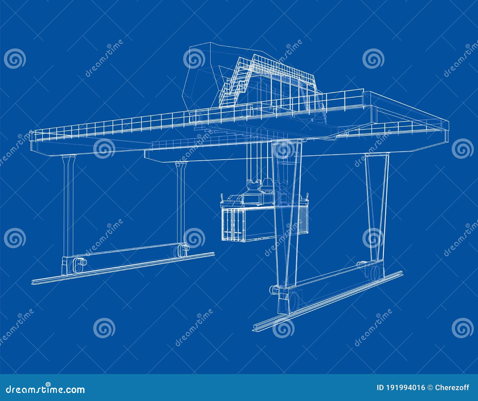 Rail-mounted Gantry Container Crane Outline Stock Vector - Illustration ...
