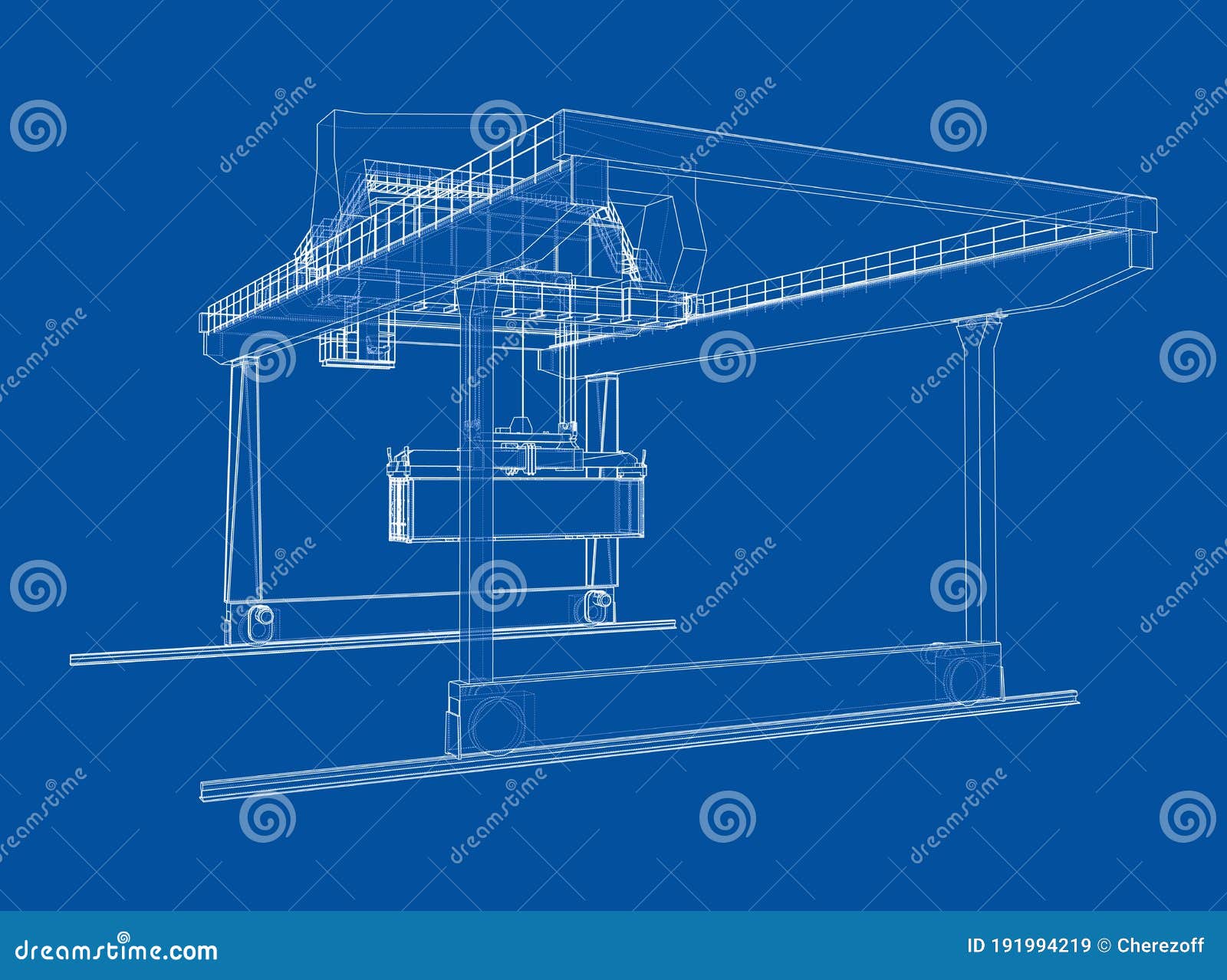 Rail-mounted Gantry Container Crane Outline Stock Vector - Illustration ...