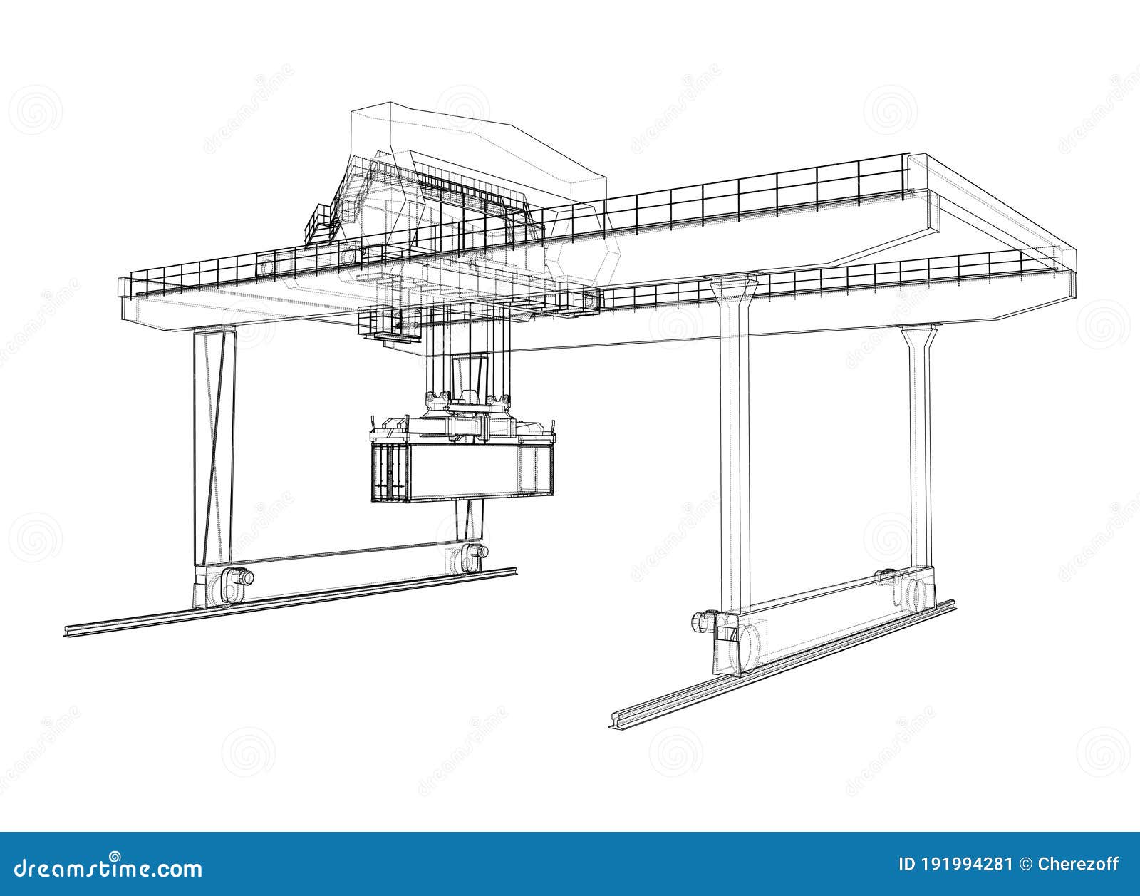 Rail-mounted Gantry Container Crane Outline Stock Vector - Illustration ...