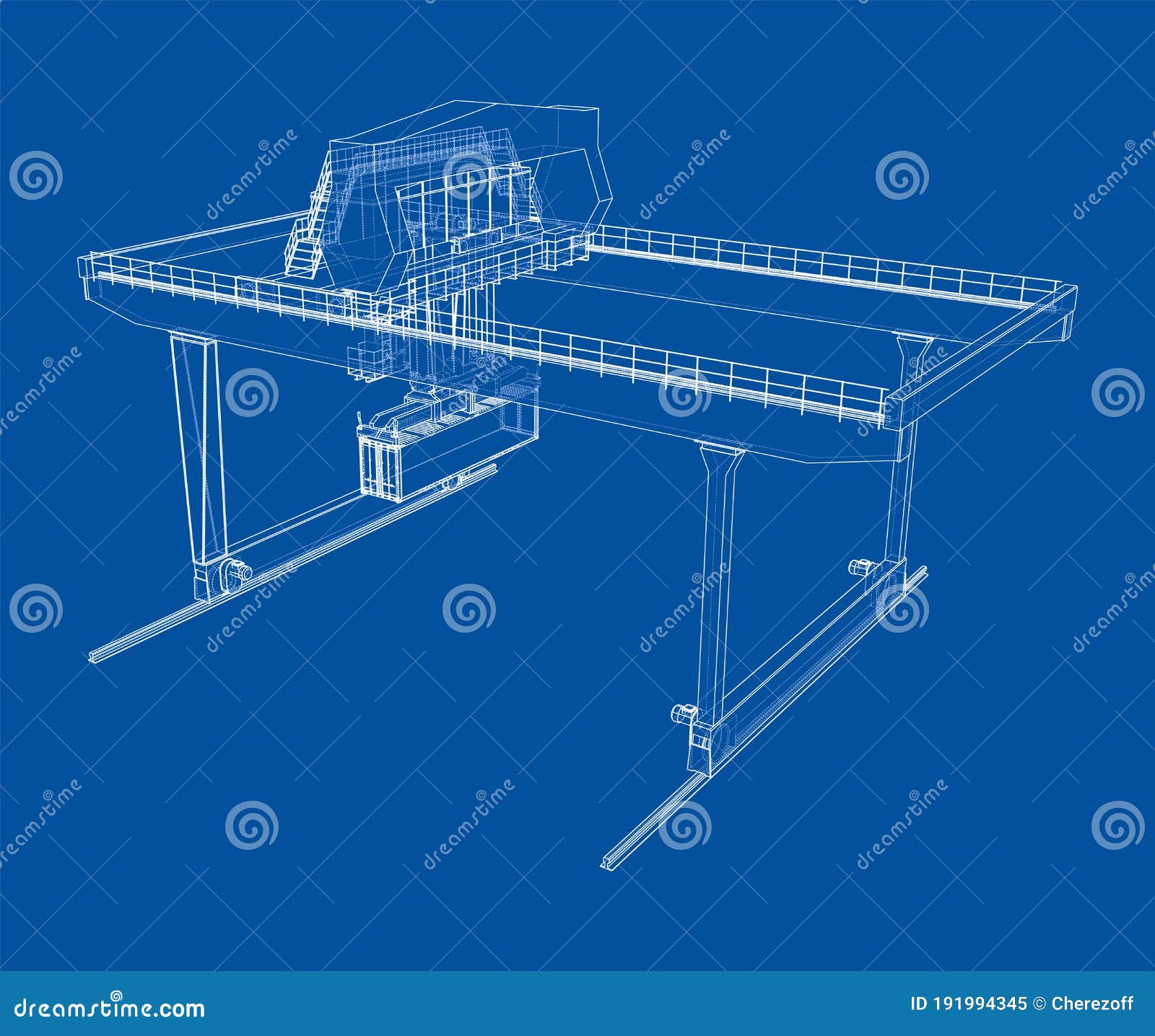 Rail-mounted Gantry Container Crane Outline Cartoon Vector ...
