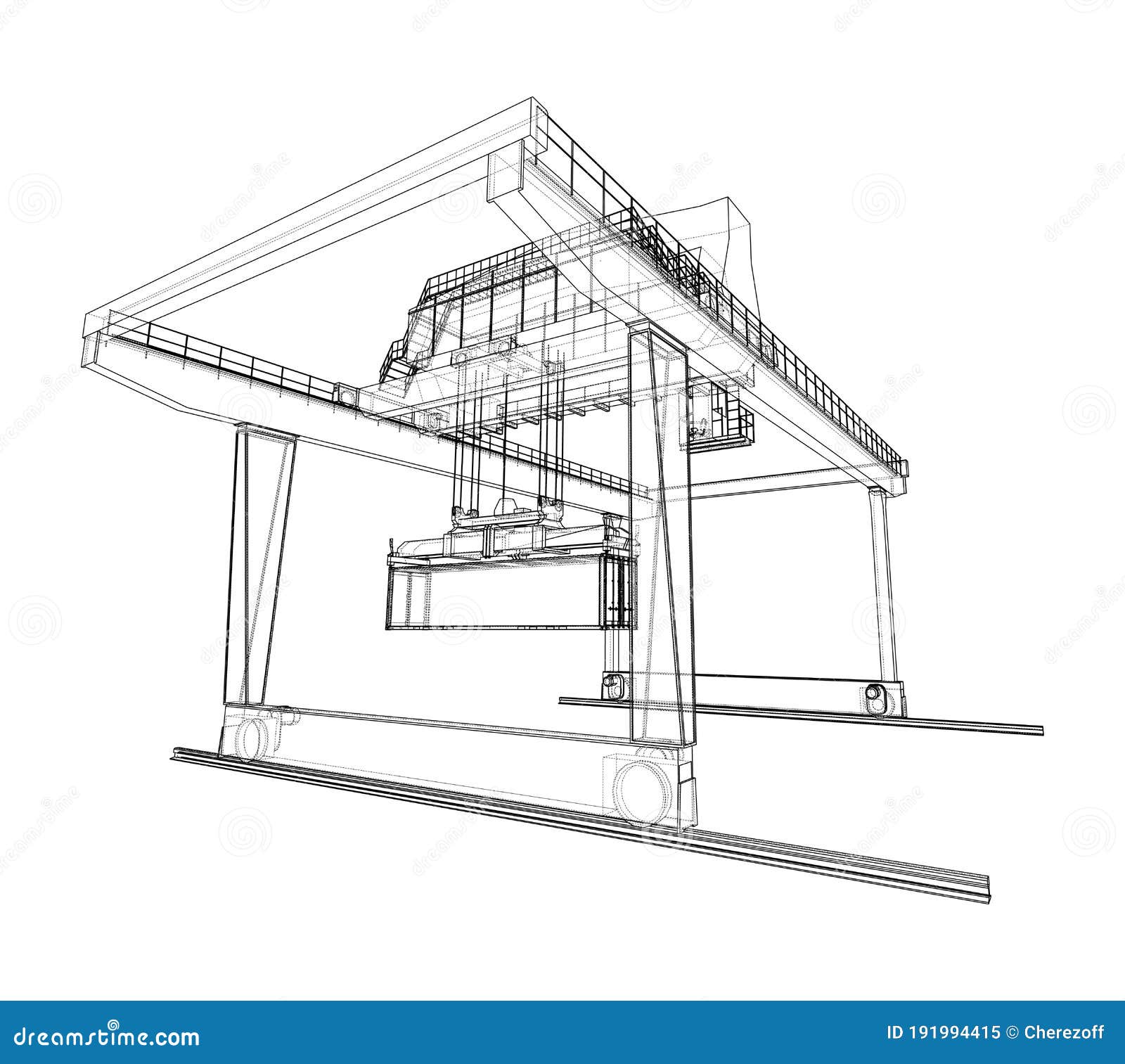Rail Mounted Gantry Crane Cartoon Vector | CartoonDealer.com #68243445