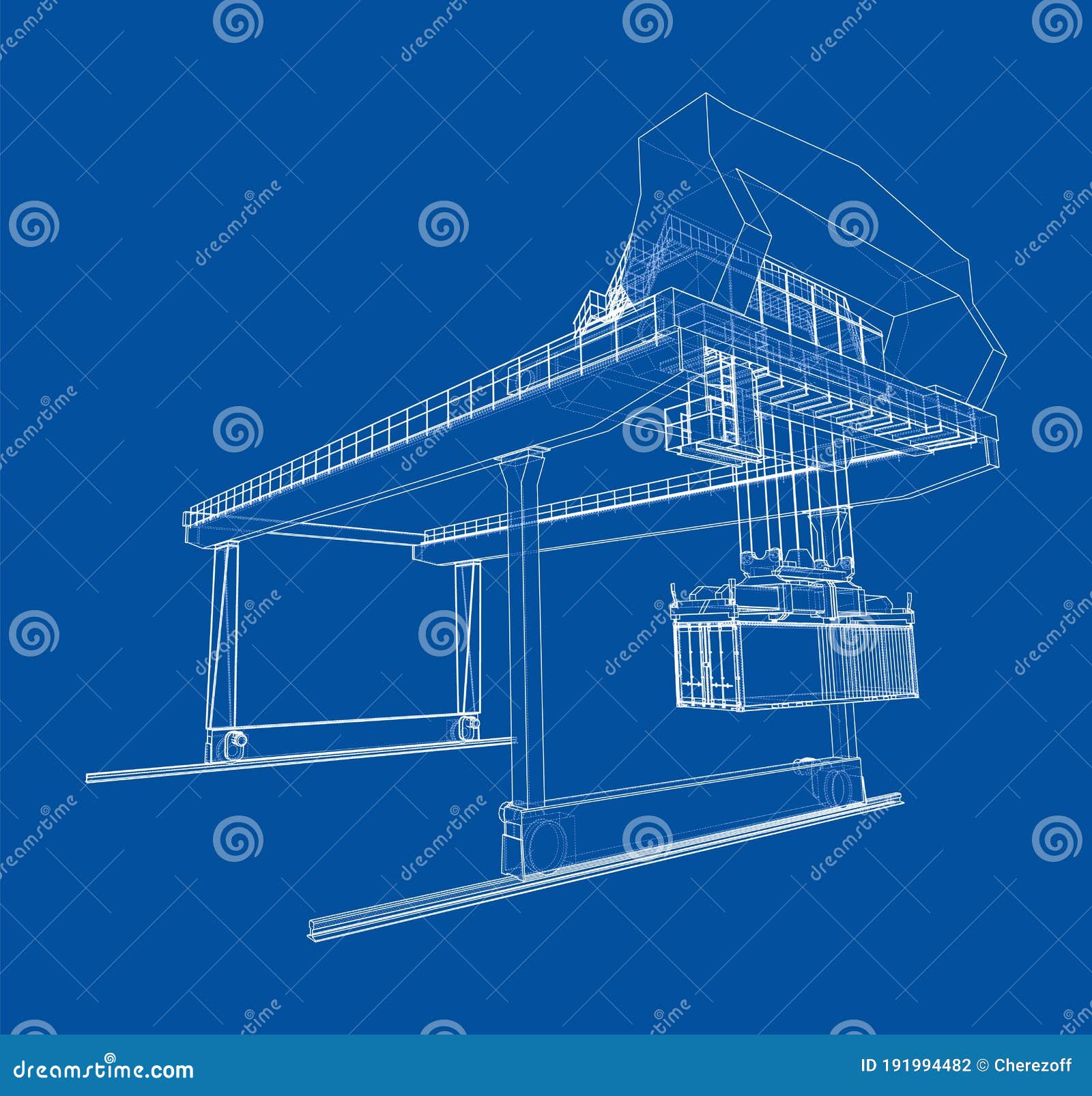 Rail-mounted Gantry Container Crane Outline Cartoon Vector ...