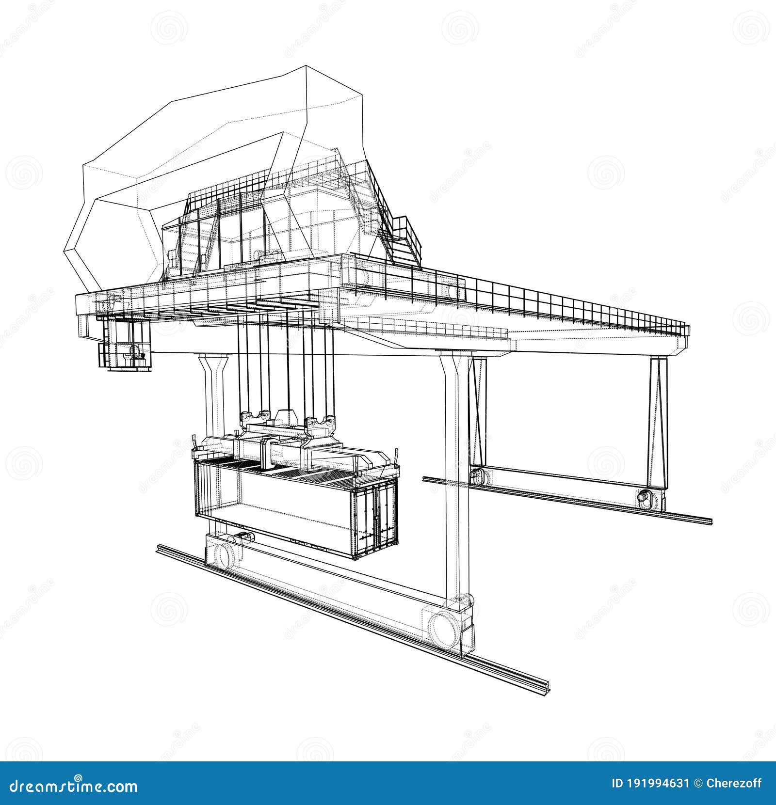 Rail-mounted Gantry Container Crane Outline Stock Vector - Illustration ...