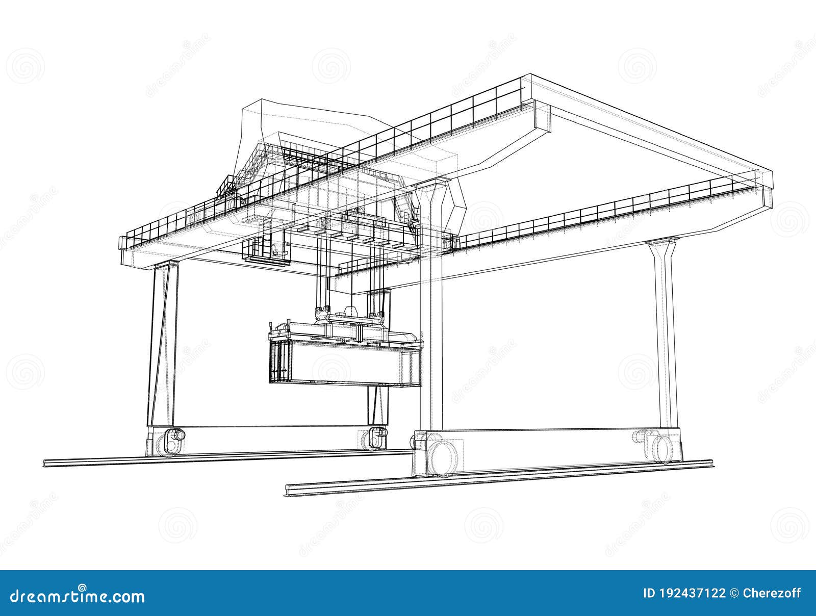 Rail-mounted Gantry Container Crane Outline Stock Vector - Illustration ...