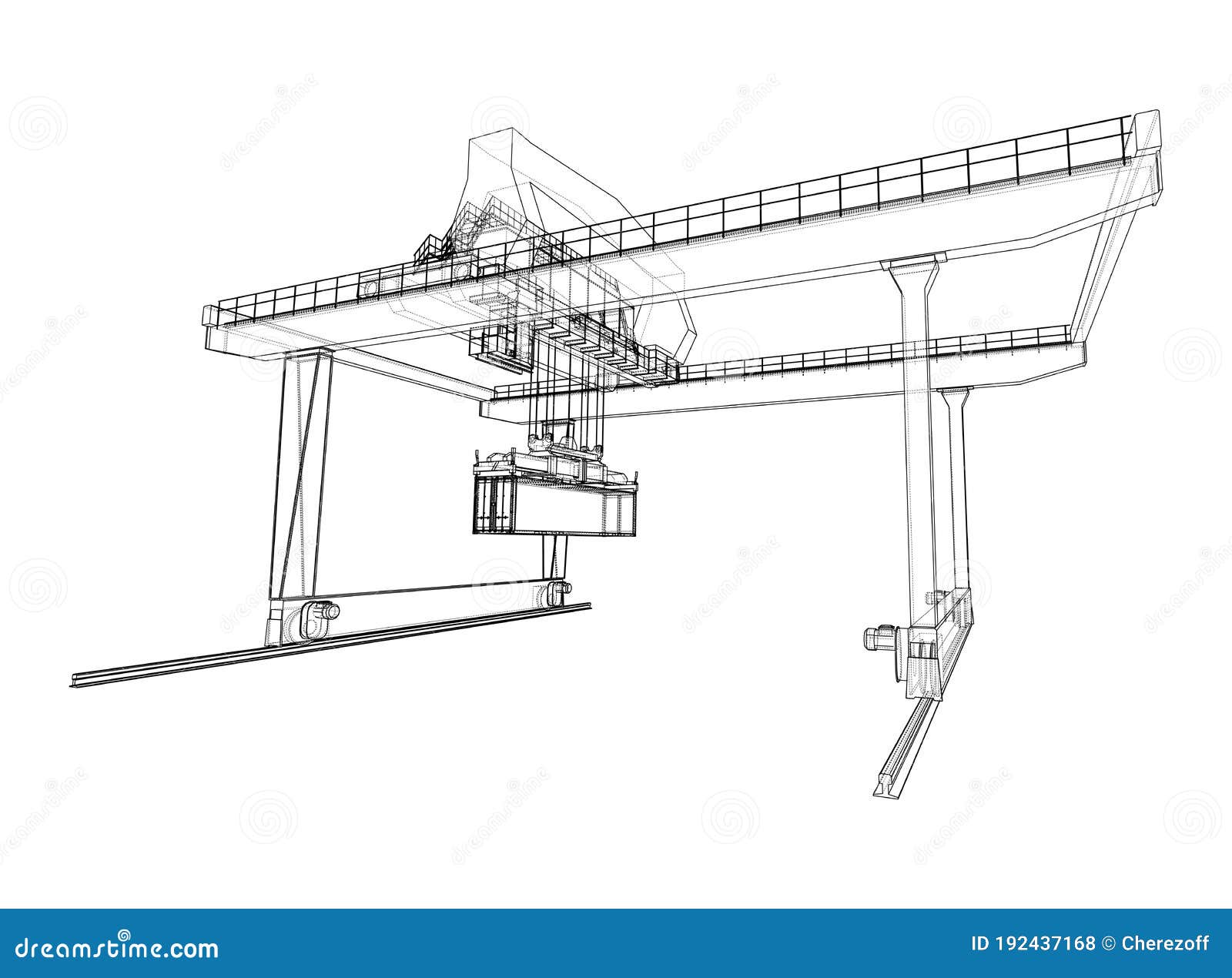 Rail-mounted Gantry Container Crane Outline Stock Vector - Illustration ...