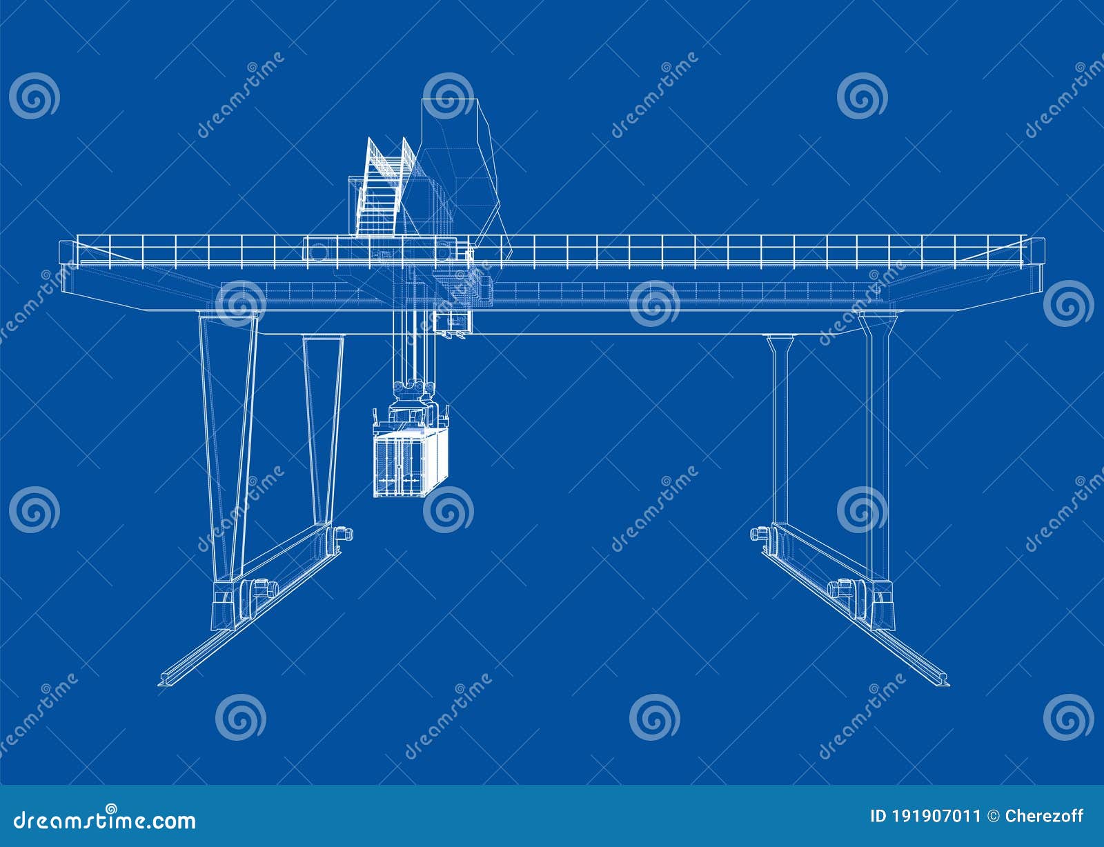 Rail-mounted Gantry Container Crane Outline Stock Vector - Illustration ...